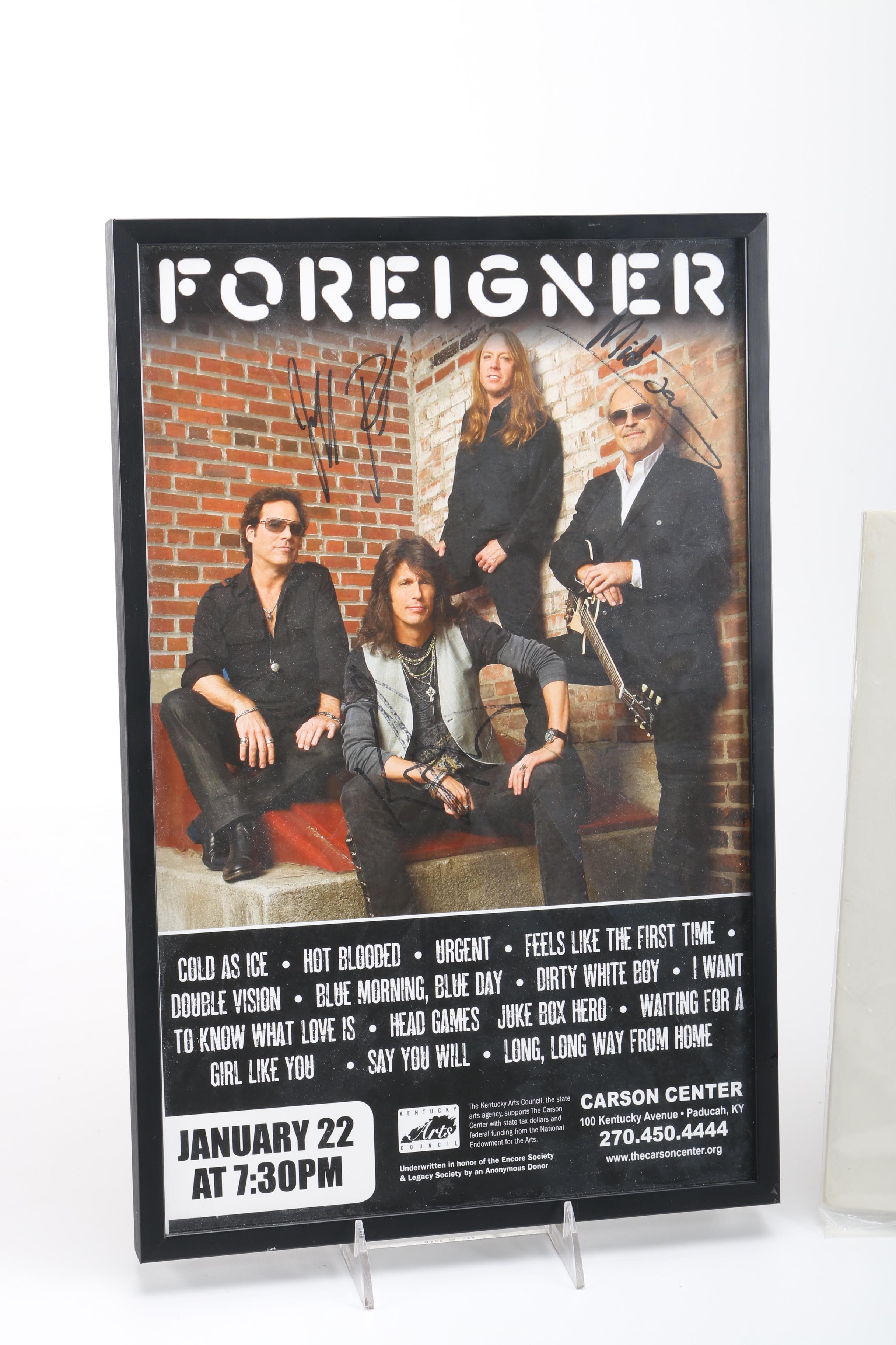 Signed Foreigner Poster and Bruce Hornsby Record | EBTH