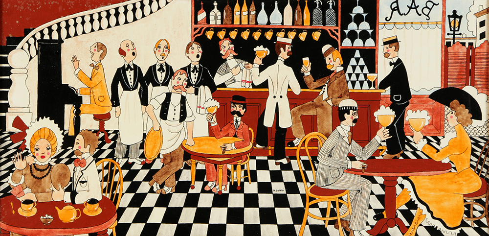 Michel Cordi Oil Painting on Canvas Folk Art Saloon | EBTH