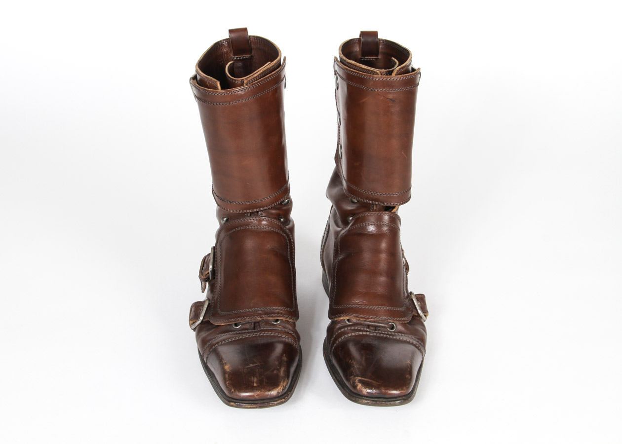 Yves Saint Laurent Brown Leather Combat Style Boots | EBTH