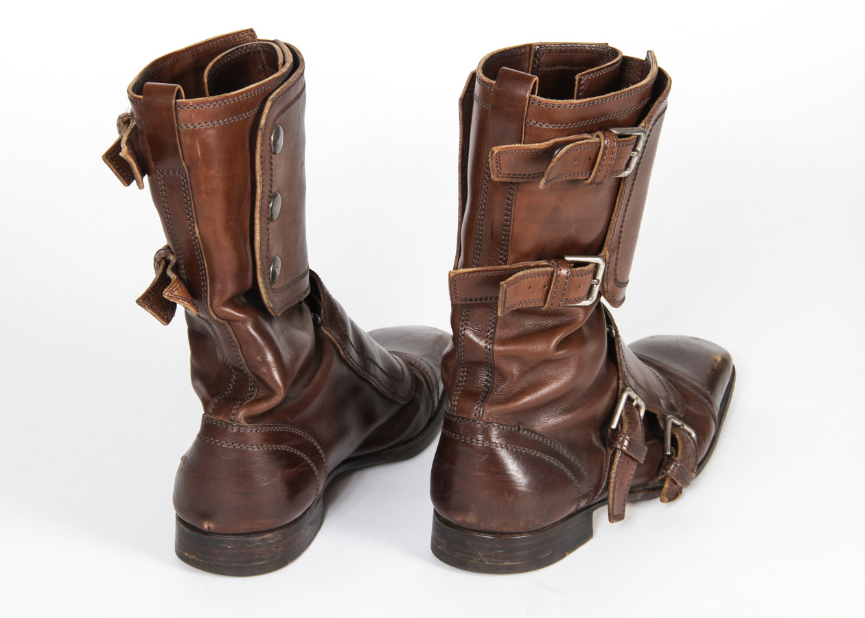 Yves Saint Laurent Brown Leather Combat Style Boots | EBTH