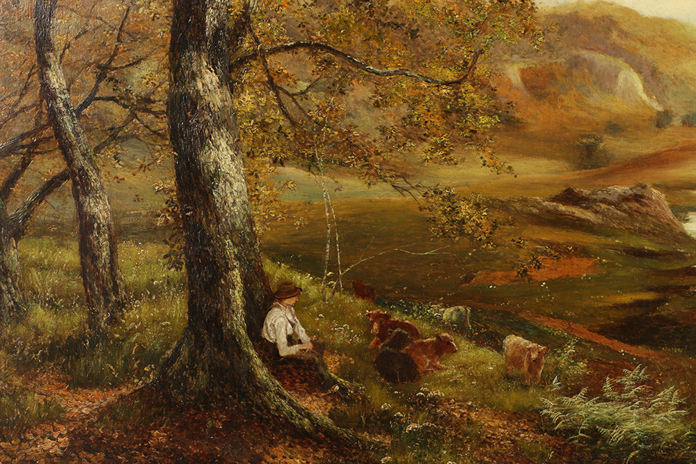 Late 19th-century Theodore Hines Oil Painting on Canvas Pastoral ...