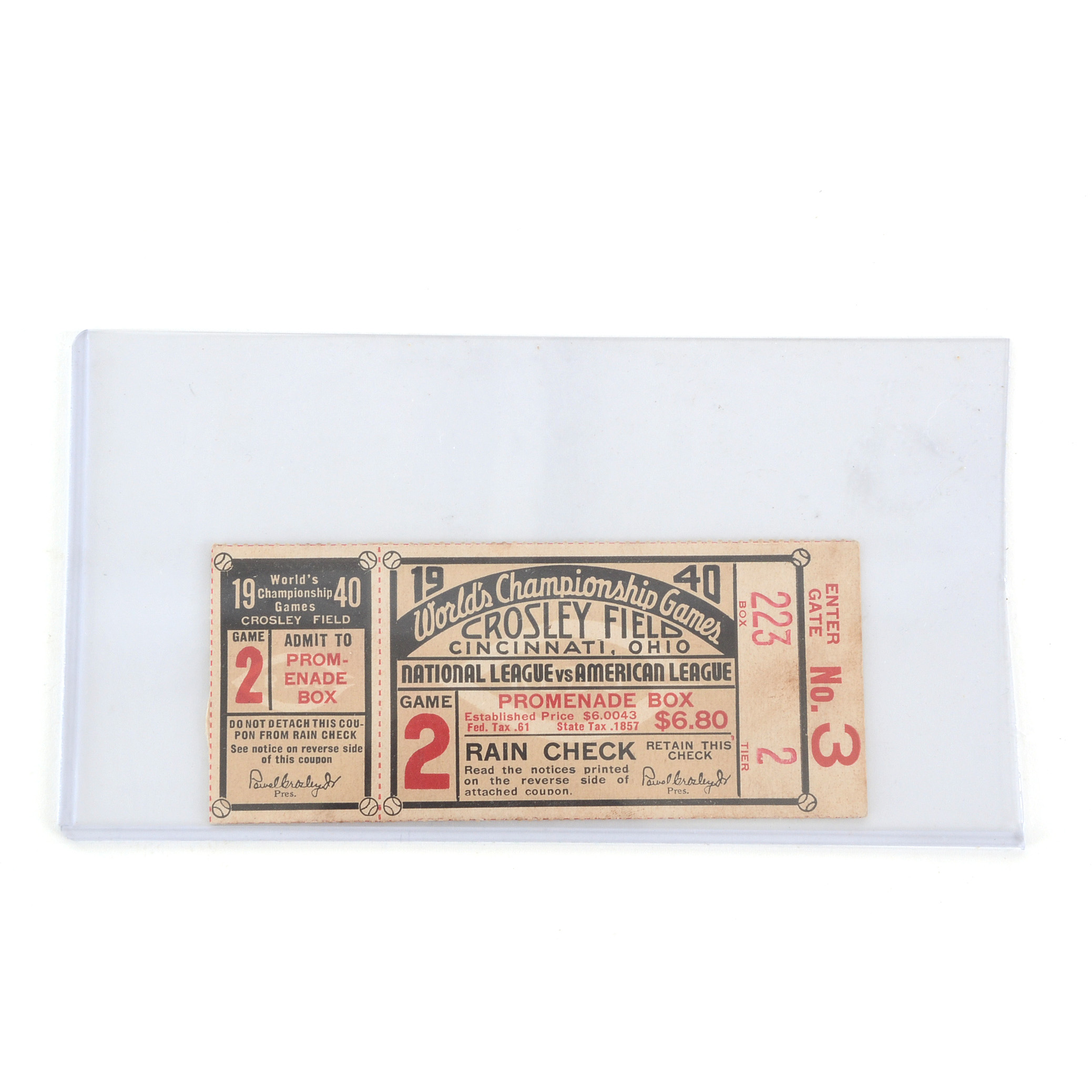 1940 Cincinnati Reds Vs. Detroit Tigers World Series Ticket | EBTH
