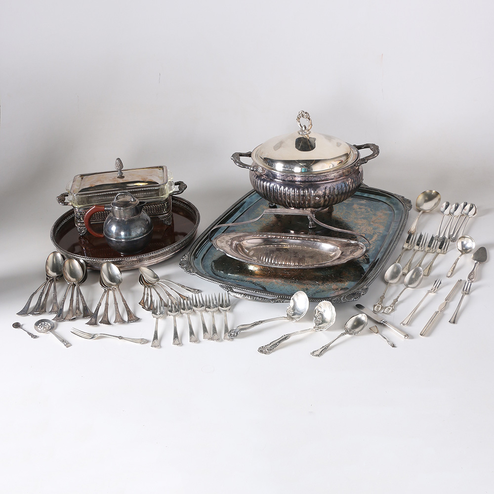 Silver Plate Servingware and Flatware Assortment Featuring Rogers Bros. | EBTH