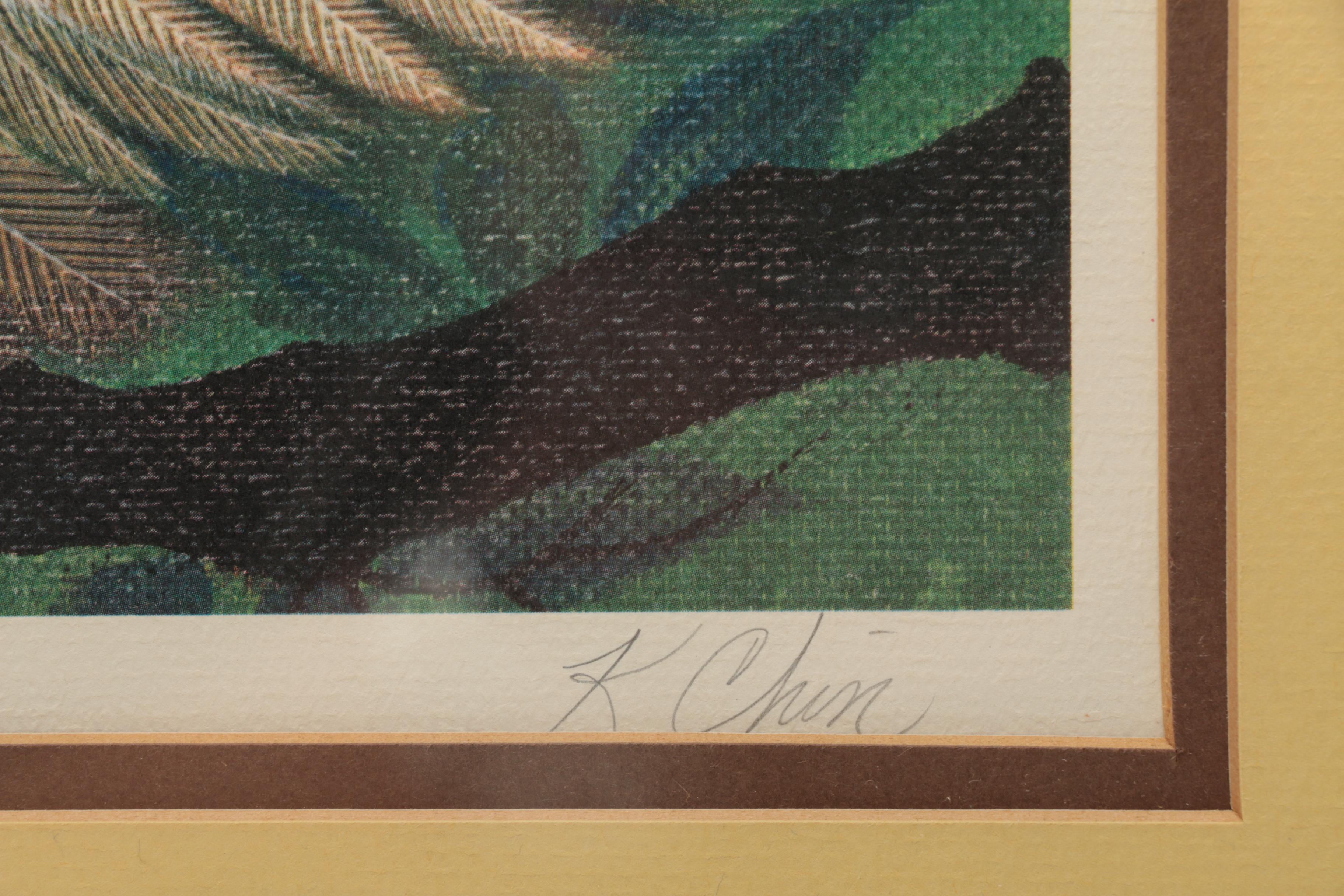 K. Chin Limited Edition Offset Lithograph "Owl and Butterfly" | EBTH