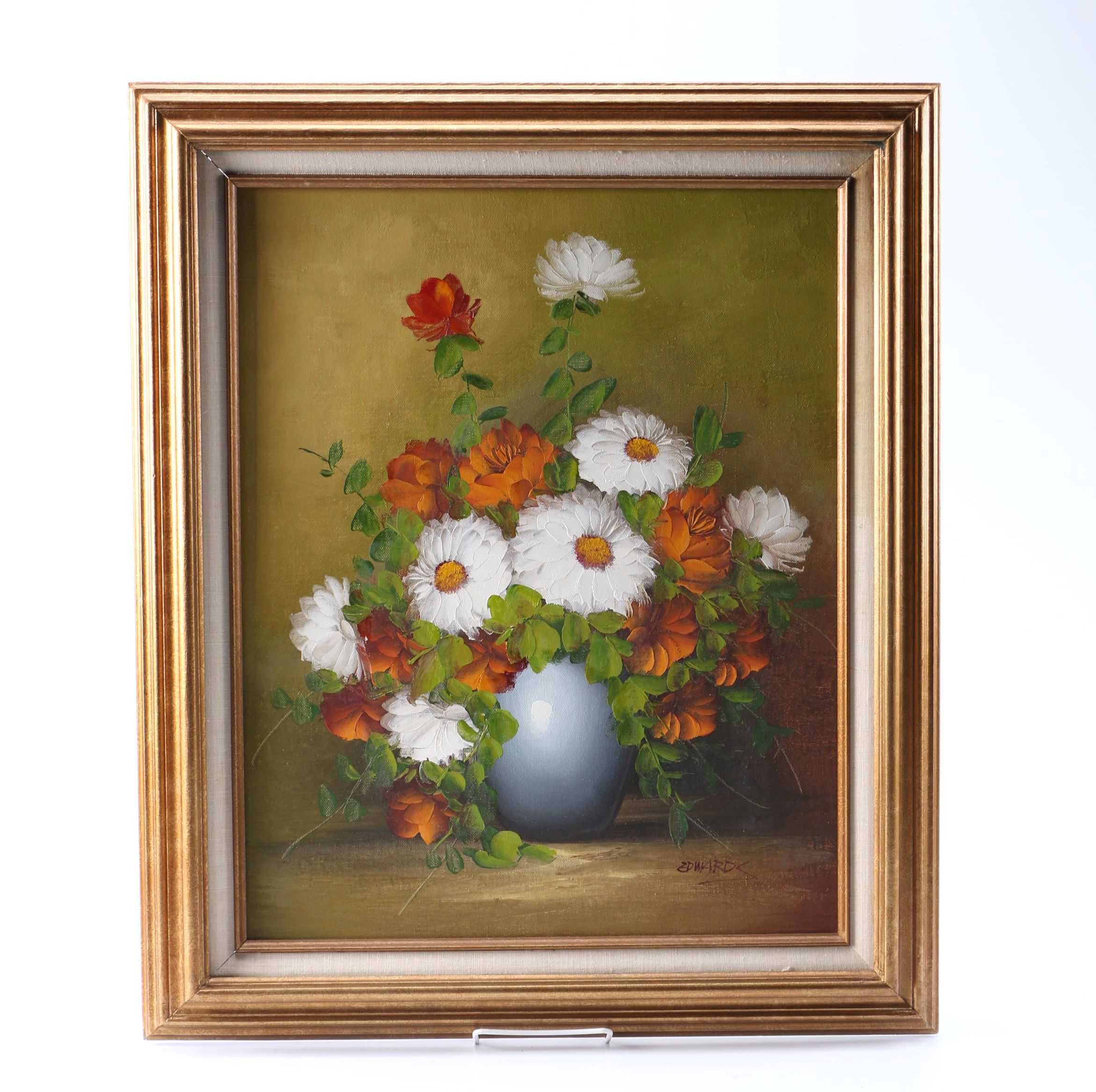 Edwards Oil Painting on Canvas of a Floral Arrangement : EBTH