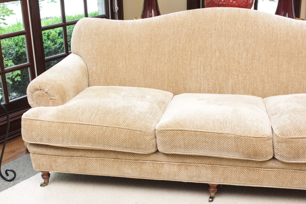 Custom Upholstered Camel Back Sofa | EBTH