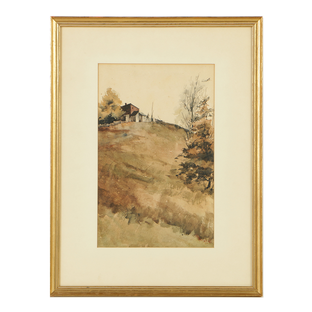 John Zettel Watercolor Painting on Paper "Farm on the Hill" | EBTH