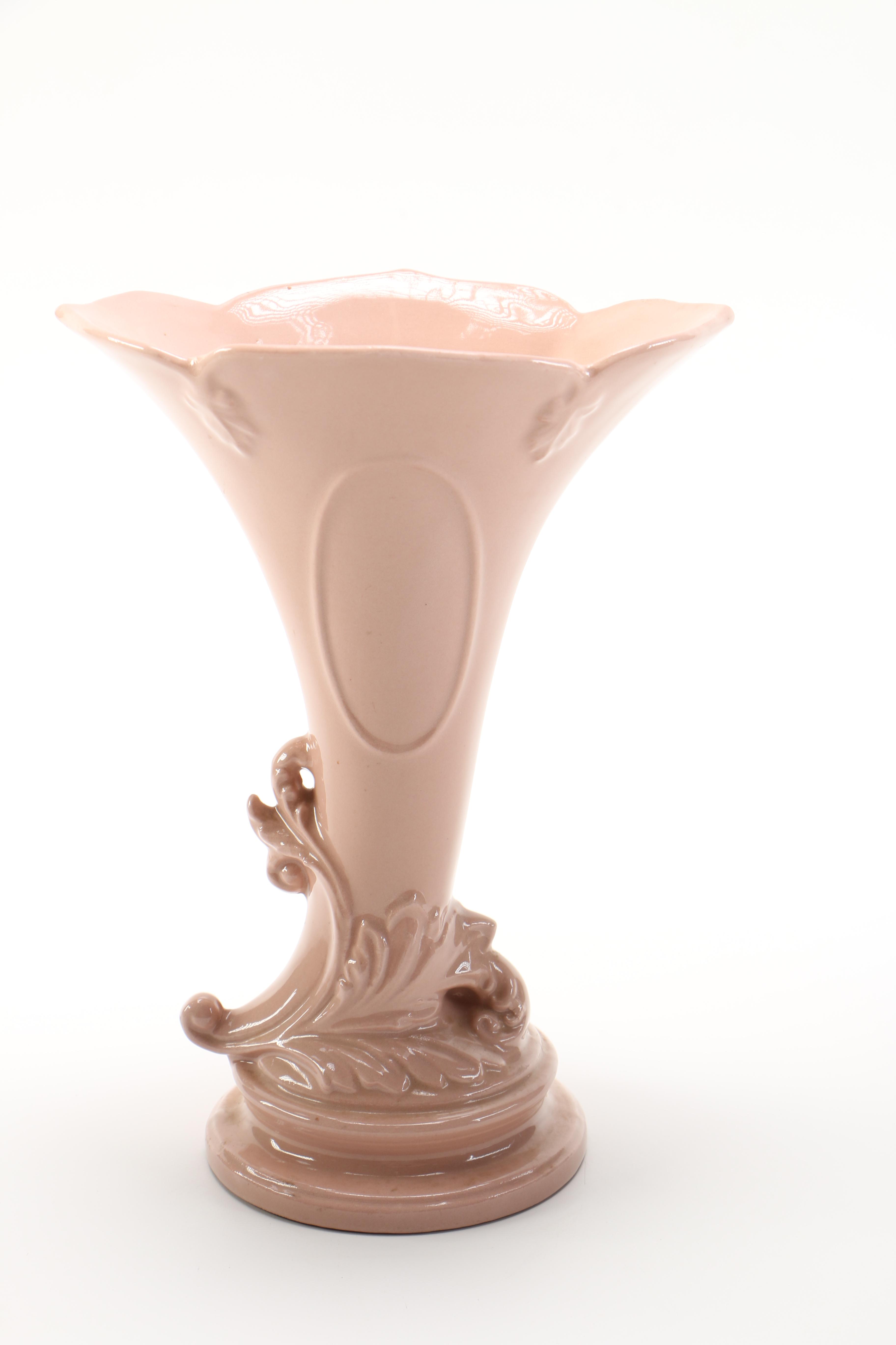 Pink Ceramic Cornucopia Vase | EBTH