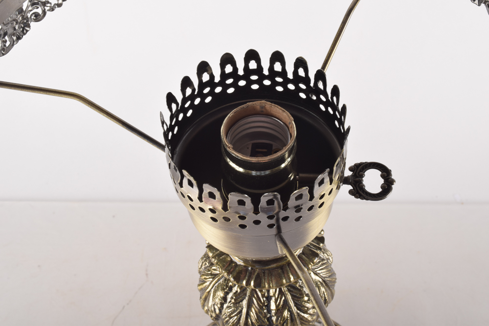 Reproduction Parlor Lamp with Painted Glass Shade | EBTH