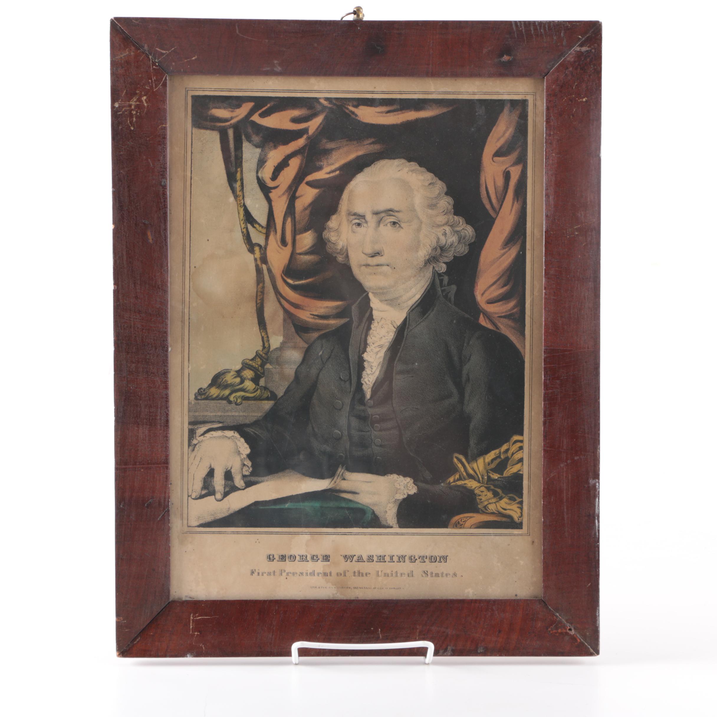 Nathaniel Currier Lithograph with Pochoir "George Washington" | EBTH