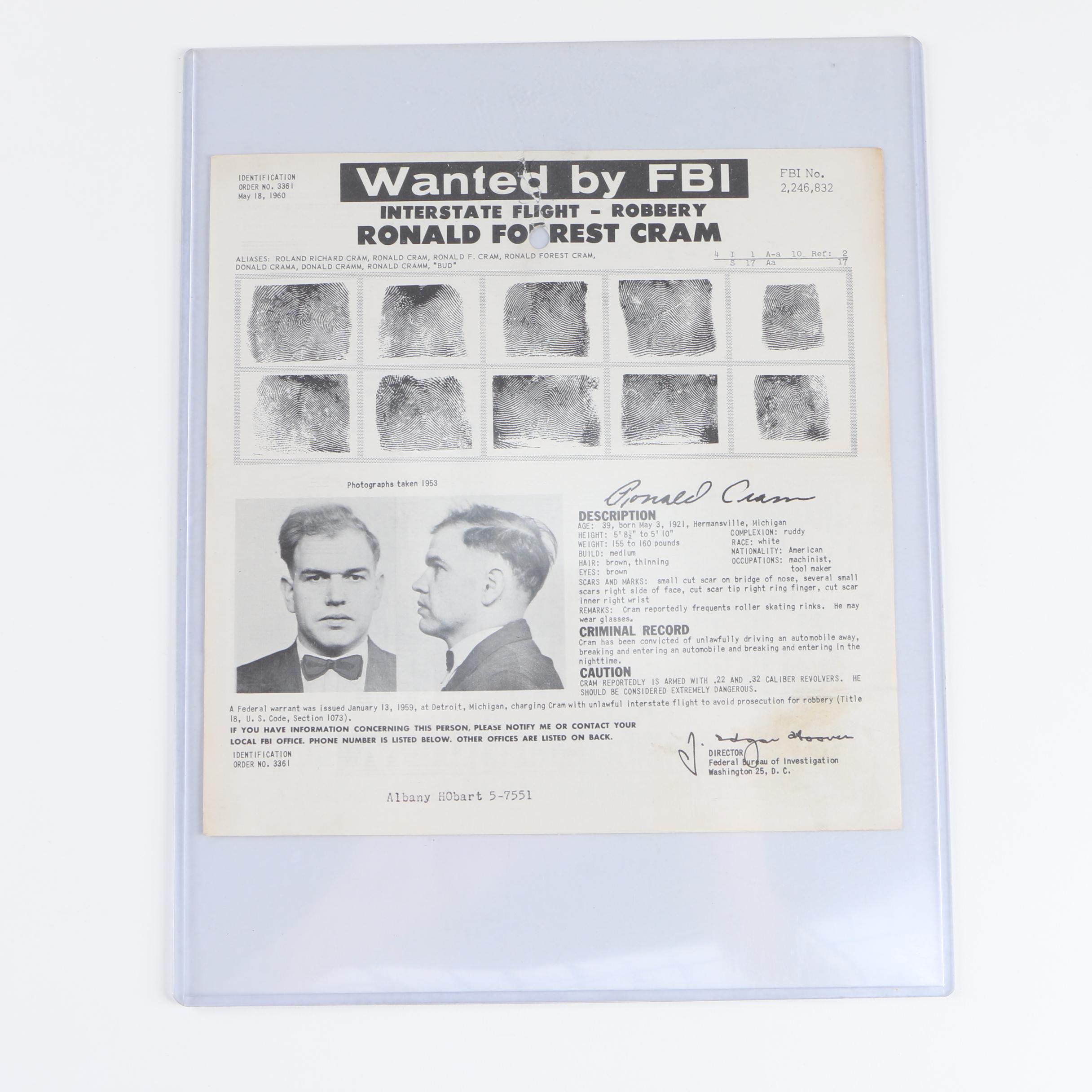 Vintage FBI Wanted Posters | EBTH