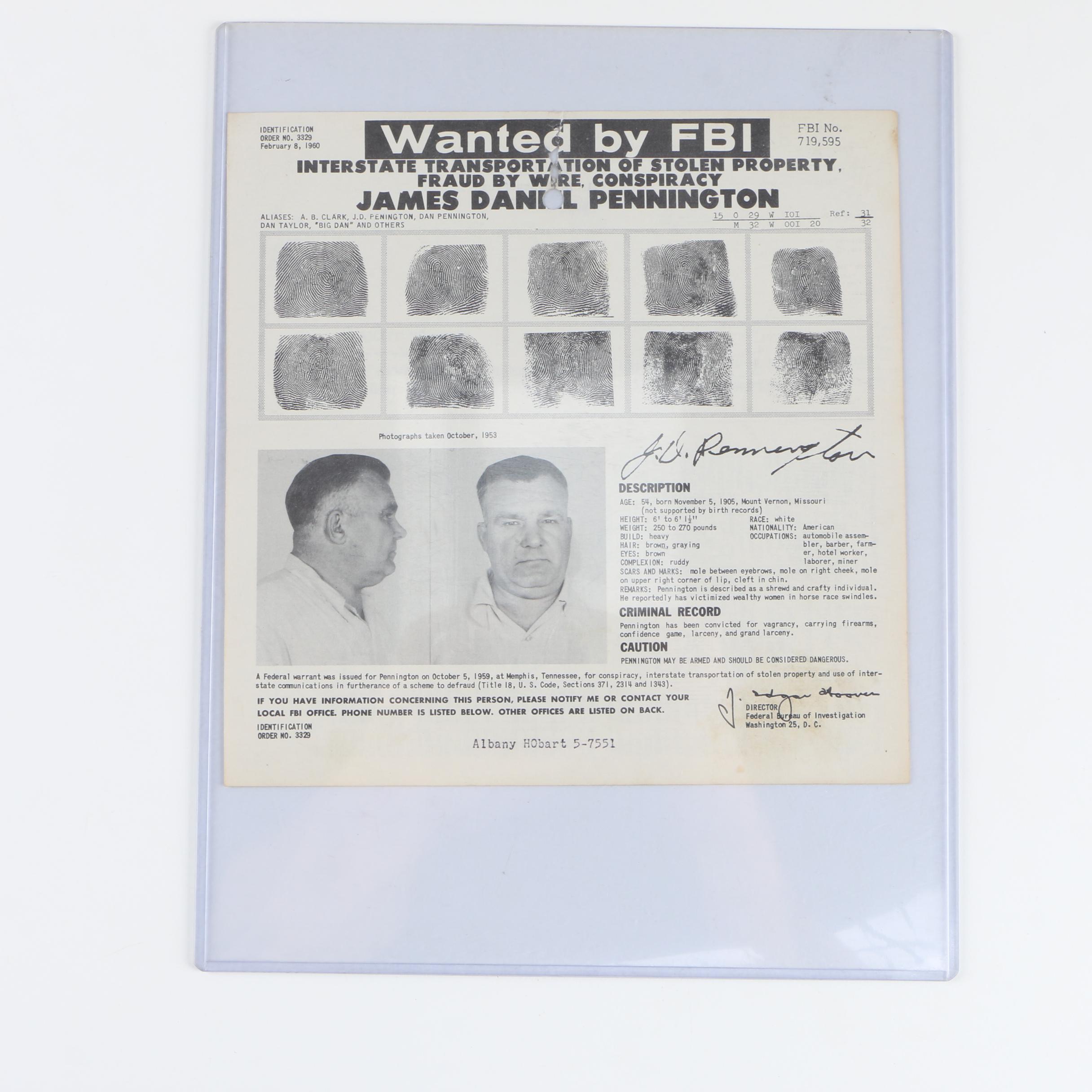 Vintage FBI Wanted Posters | EBTH