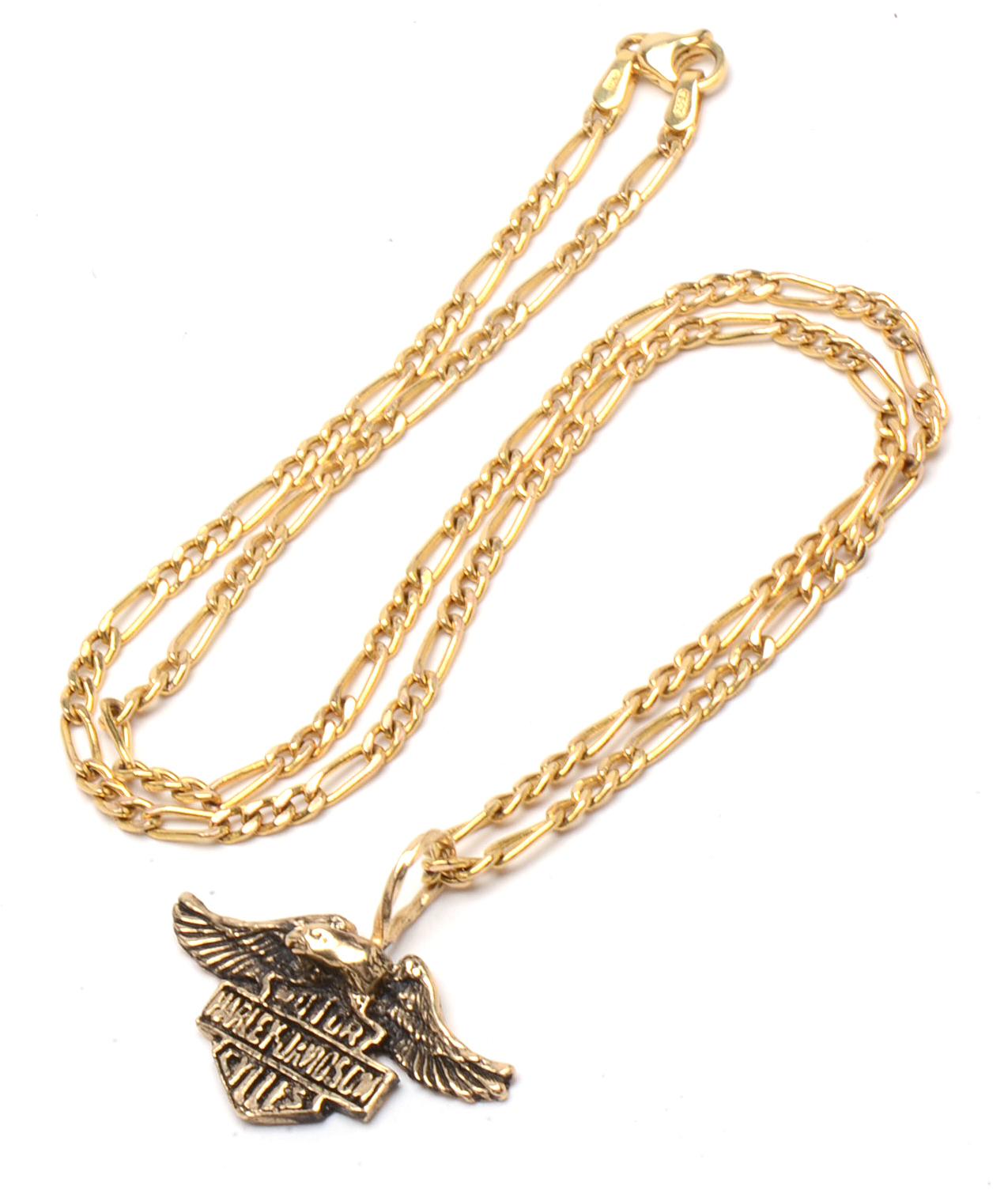 14K Yellow Gold Harley Davidson Pendant on 10K Yellow Gold Chain | EBTH