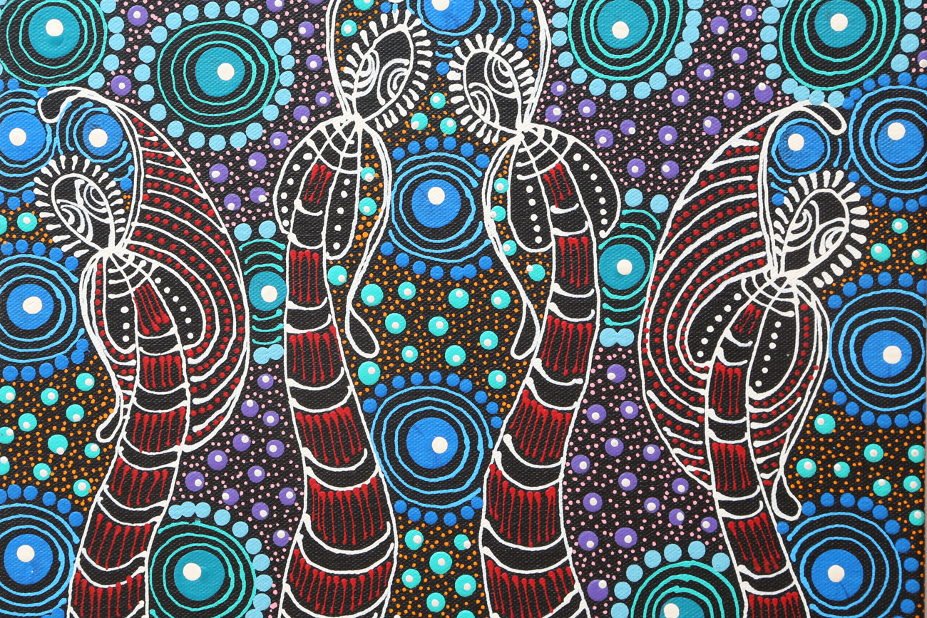 Colleen Wallace Nungari Acrylic Folk Art Painting On Canvas "Dreamline ...