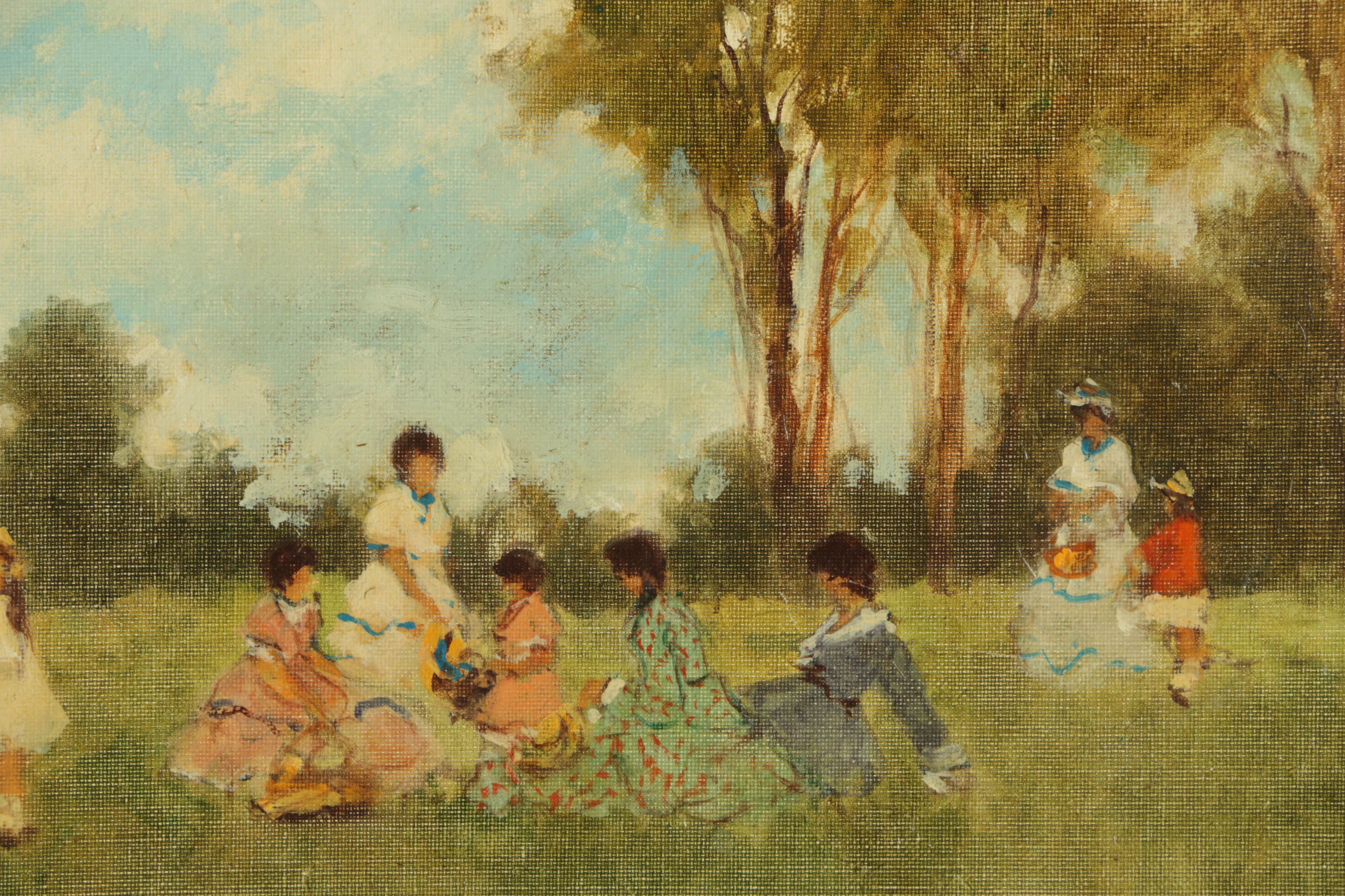 Eugenio Alvarez Dumont Oil Painting on Canvas of Park Genre Scene | EBTH
