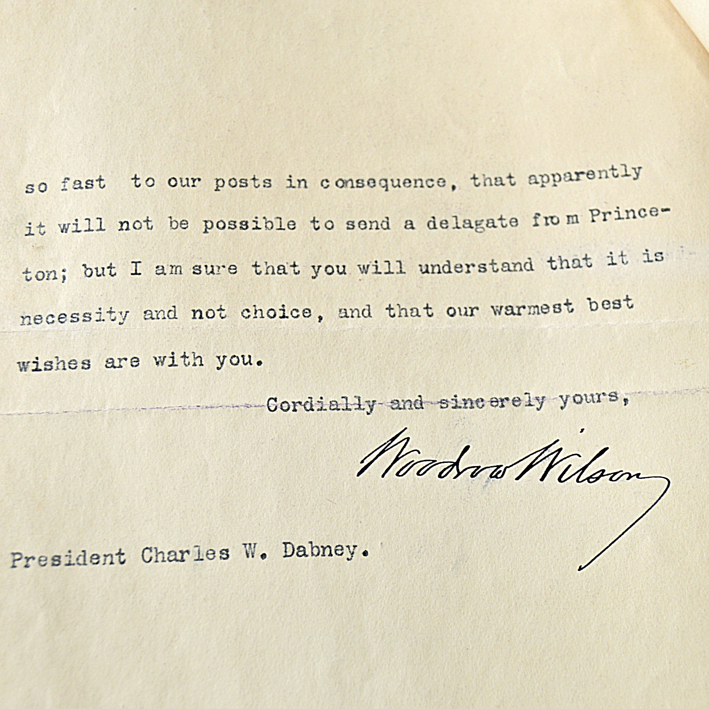 1904 Letter From President Woodrow Wilson to University of Cincinnati ...