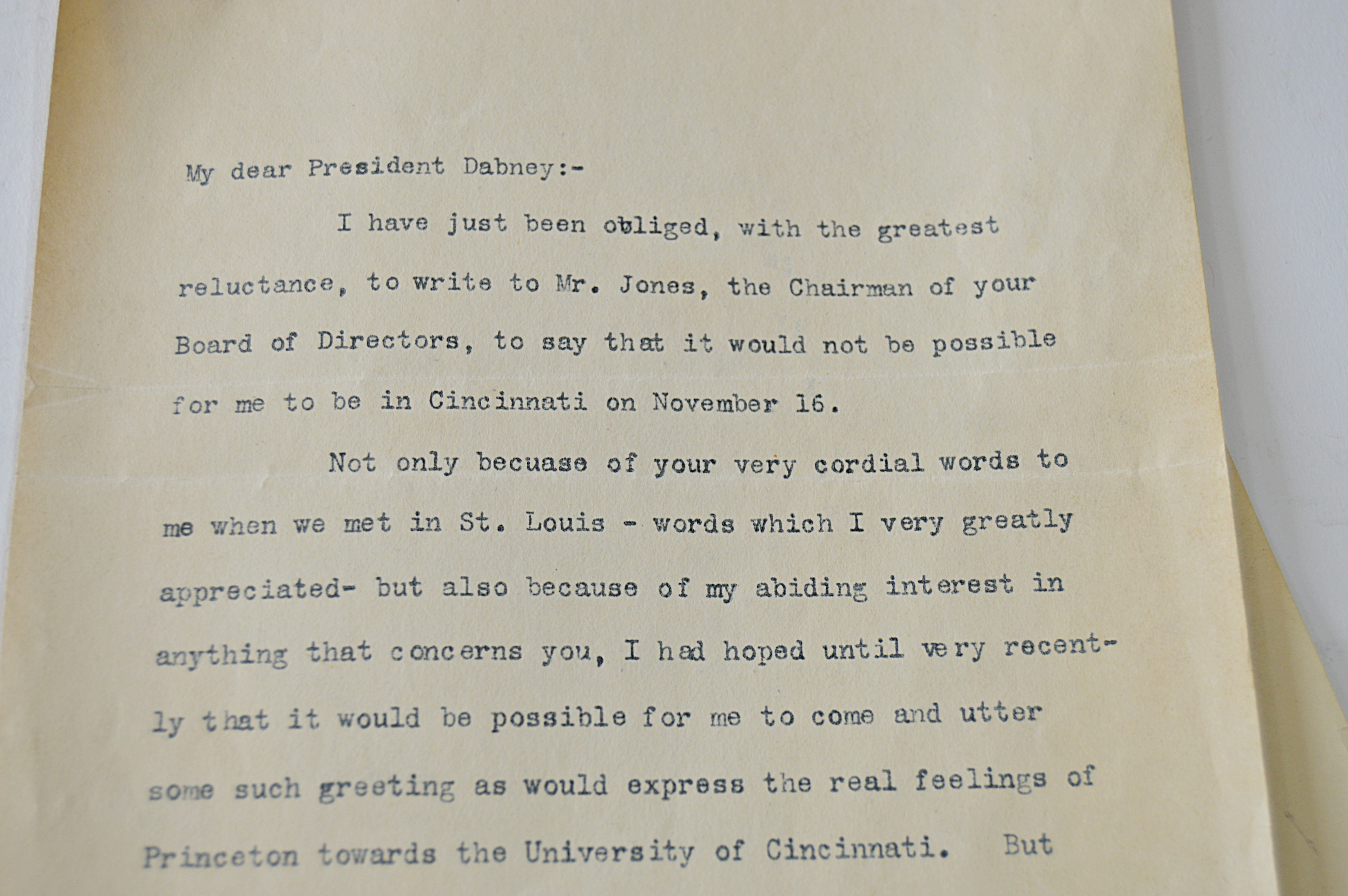 1904 Letter From President Woodrow Wilson to University of Cincinnati ...