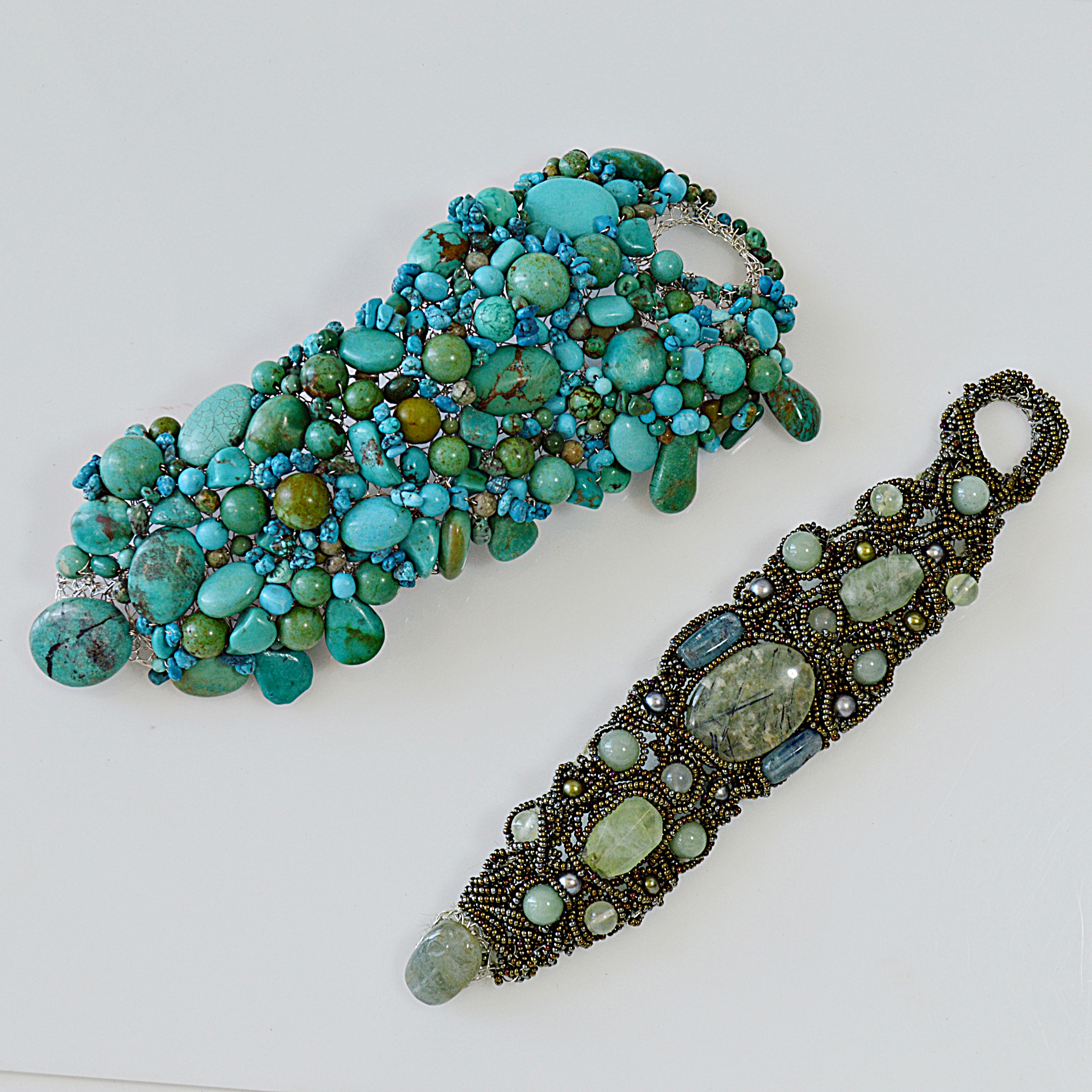 Two Beaded Stone Cuffs by Ronni Simon | EBTH