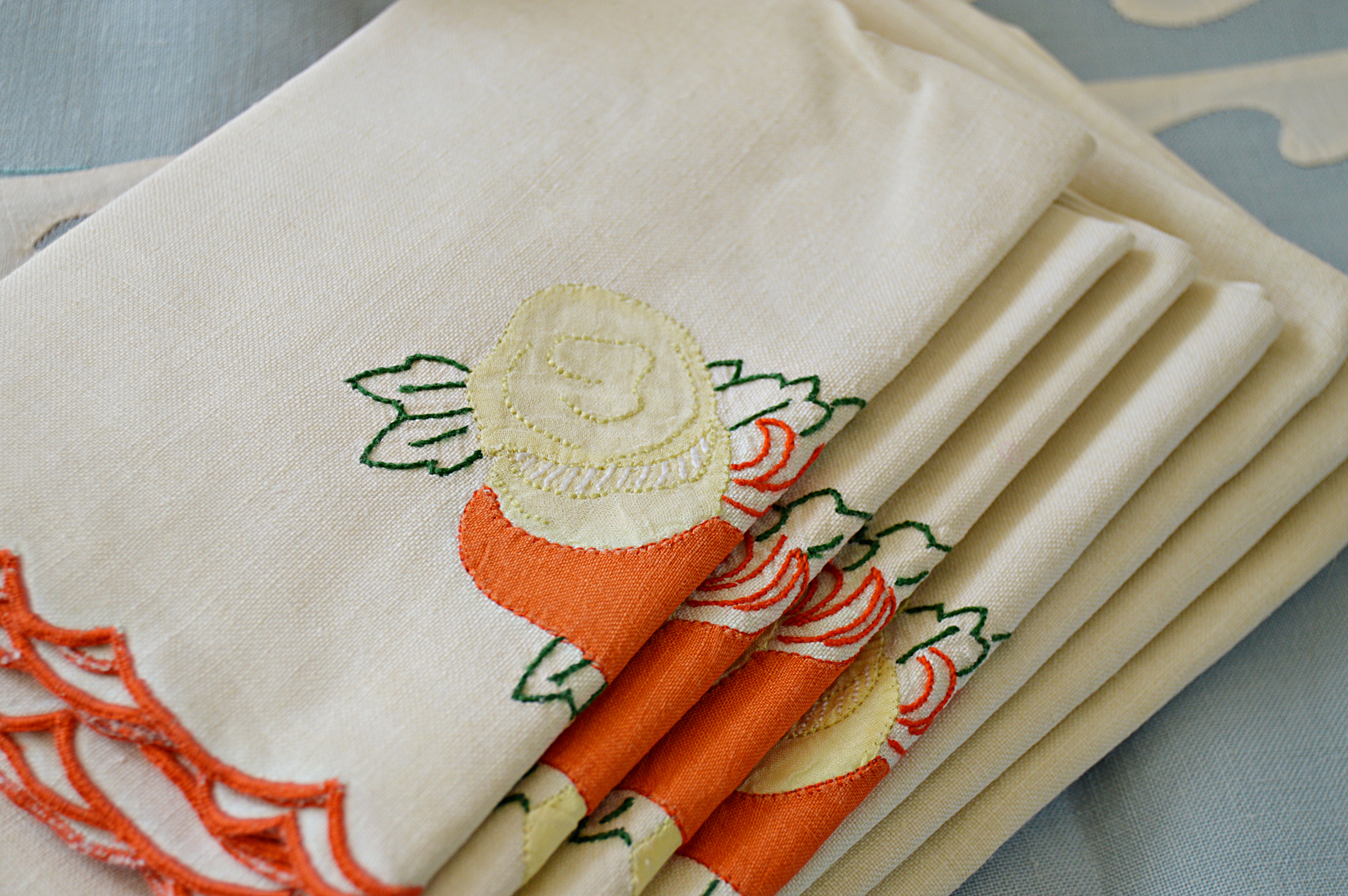 Vintage Custom Table Linens for a Fishing Yacht | EBTH