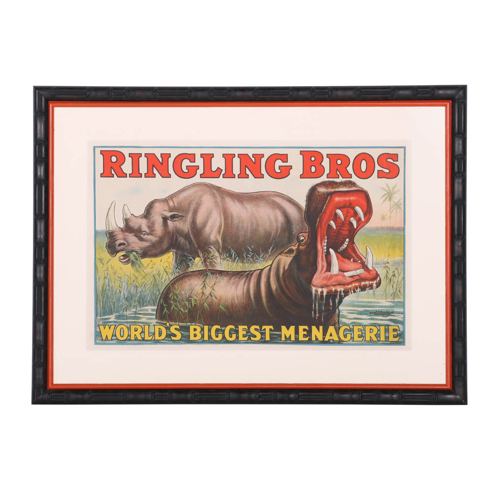 Rare Antique Ringling Bros. Circus Poster Printed by Strobridge | EBTH