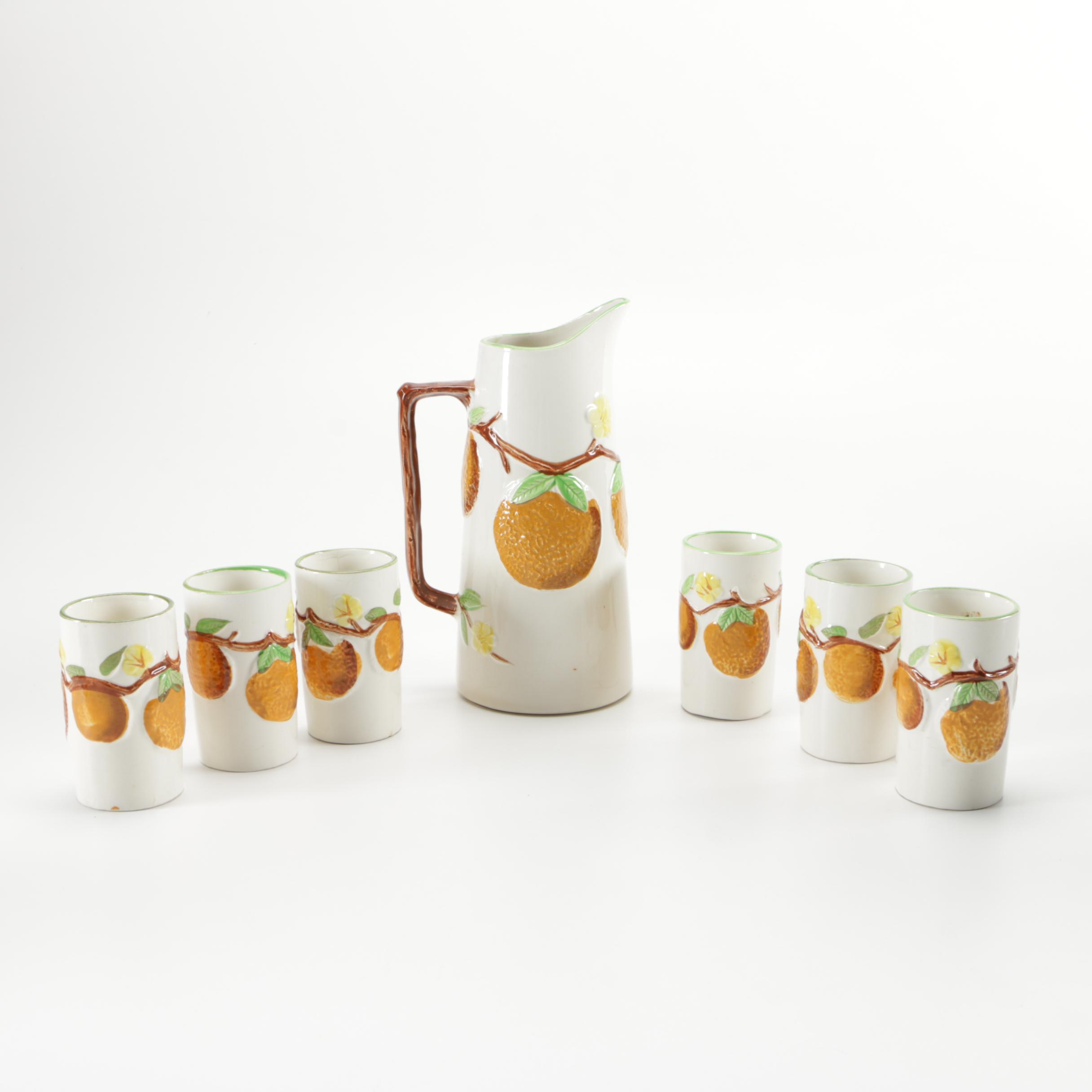 Ceramic Pitcher and Cups Set | EBTH