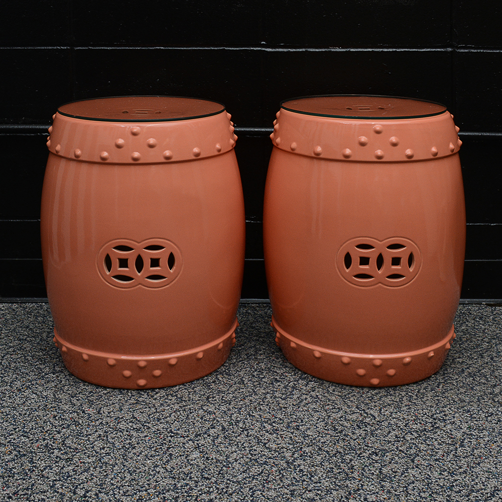 Asian Inspired Barrel Shaped Side Tables | EBTH