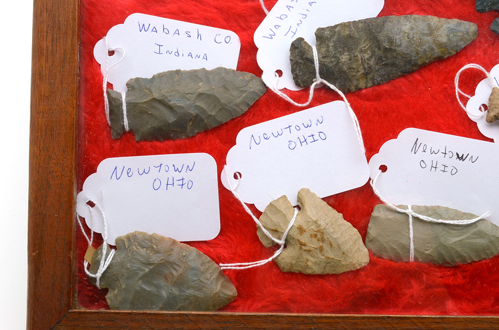 Collection of Arrowheads in Display Case | EBTH