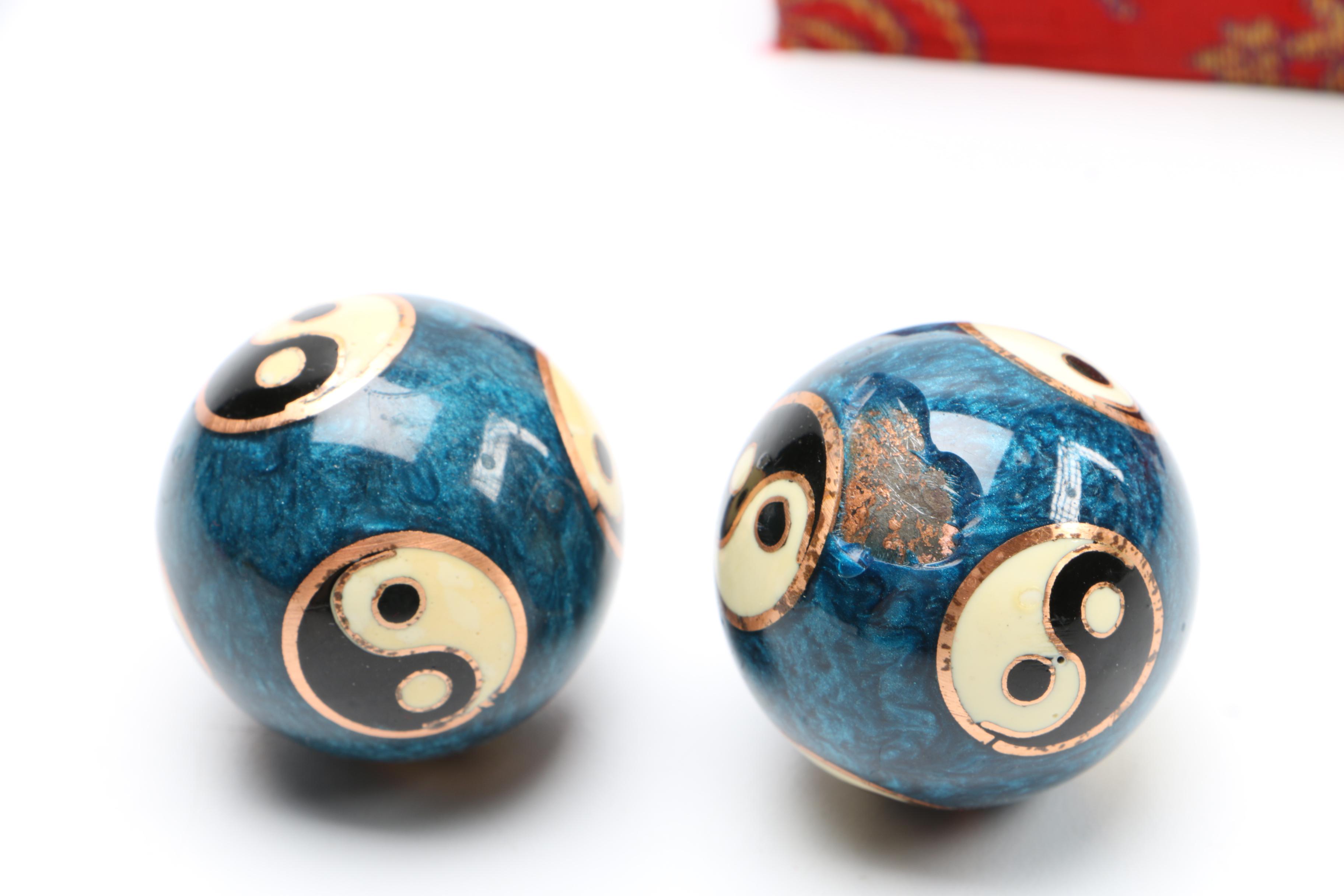 Two Chinese Baoding Ball Sets and Book | EBTH