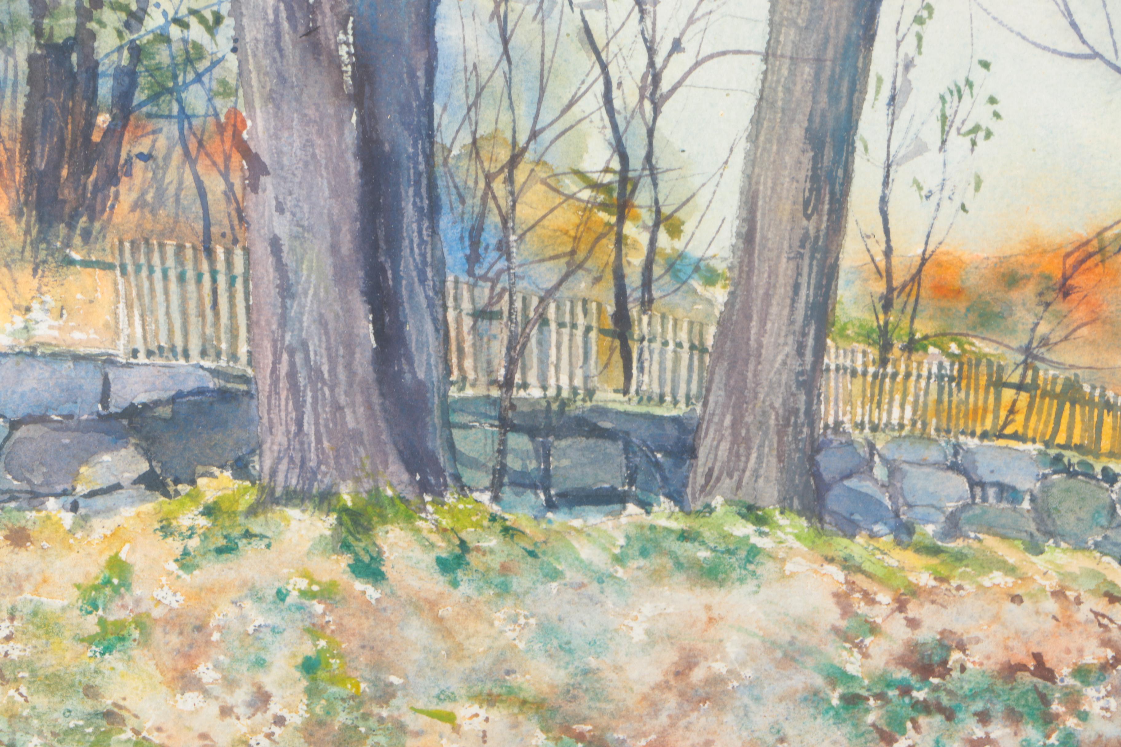 Phil Austin Watercolor on Paper "The Fence" | EBTH