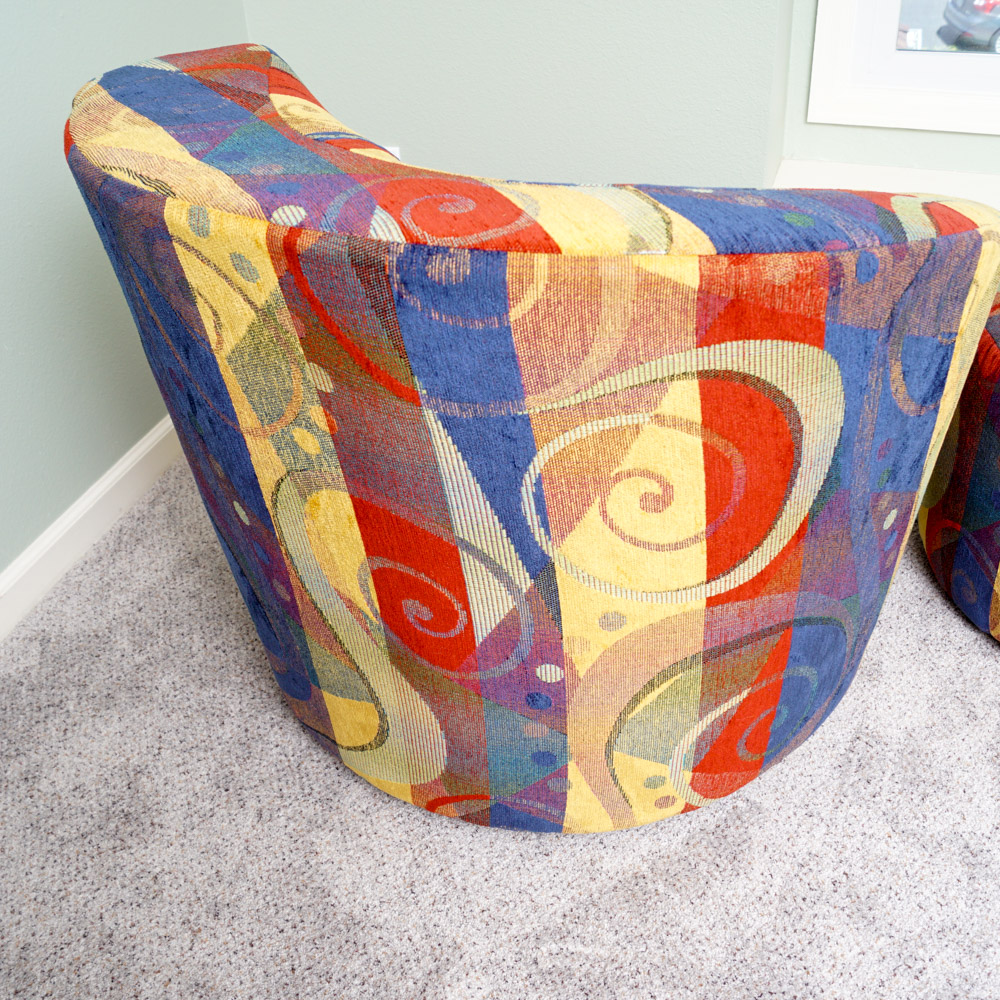 Colorful Contemporary Chair and Ottoman | EBTH