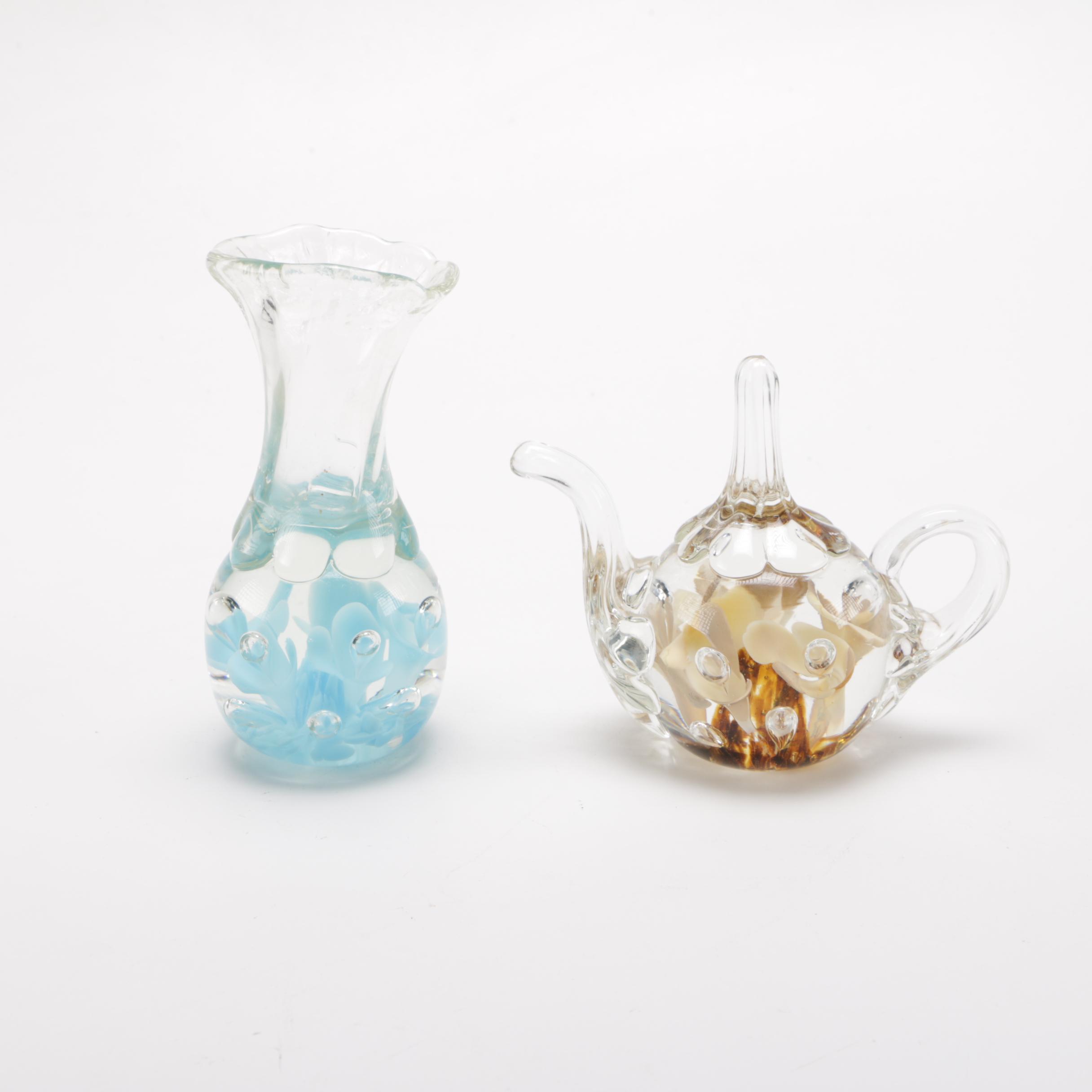 Joe St. Clair Glass Paperweight and Vase | EBTH