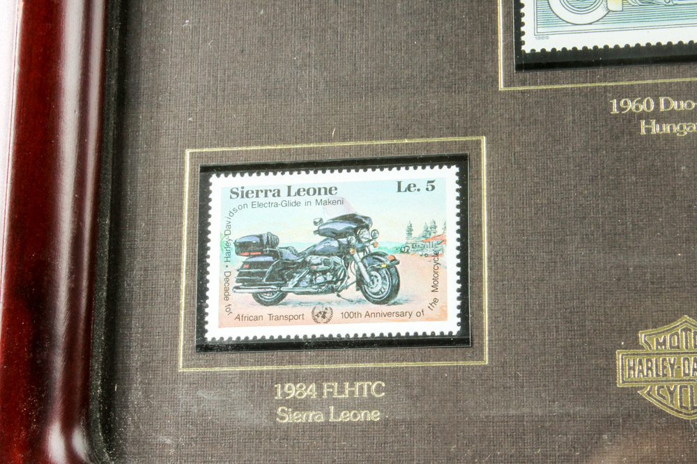 Framed Harley Davidson Postage Stamp Collection | EBTH