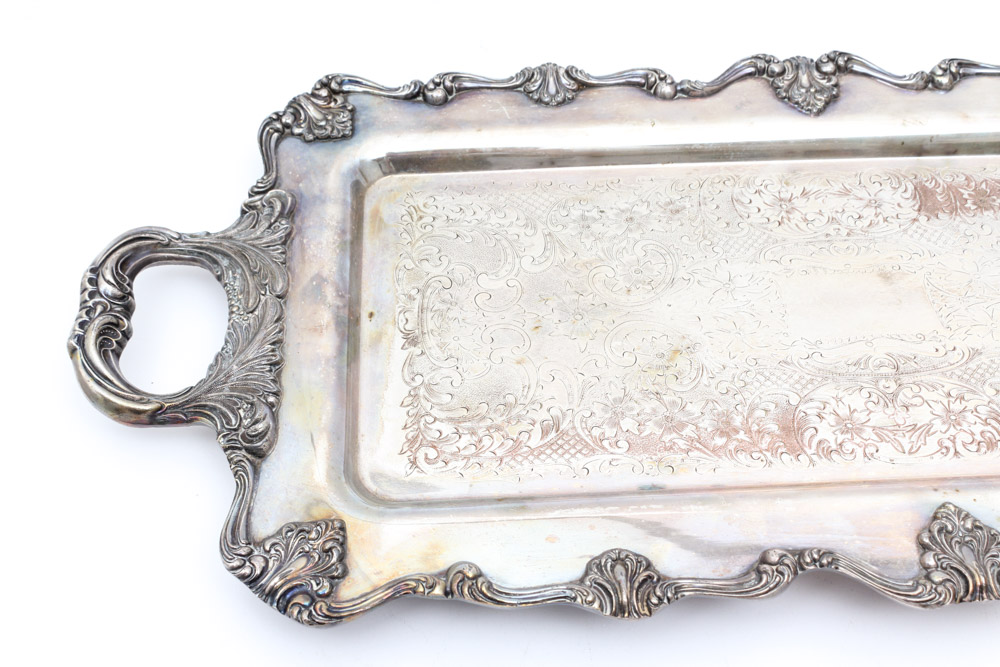 Pair of Silver Plate Serving Trays | EBTH