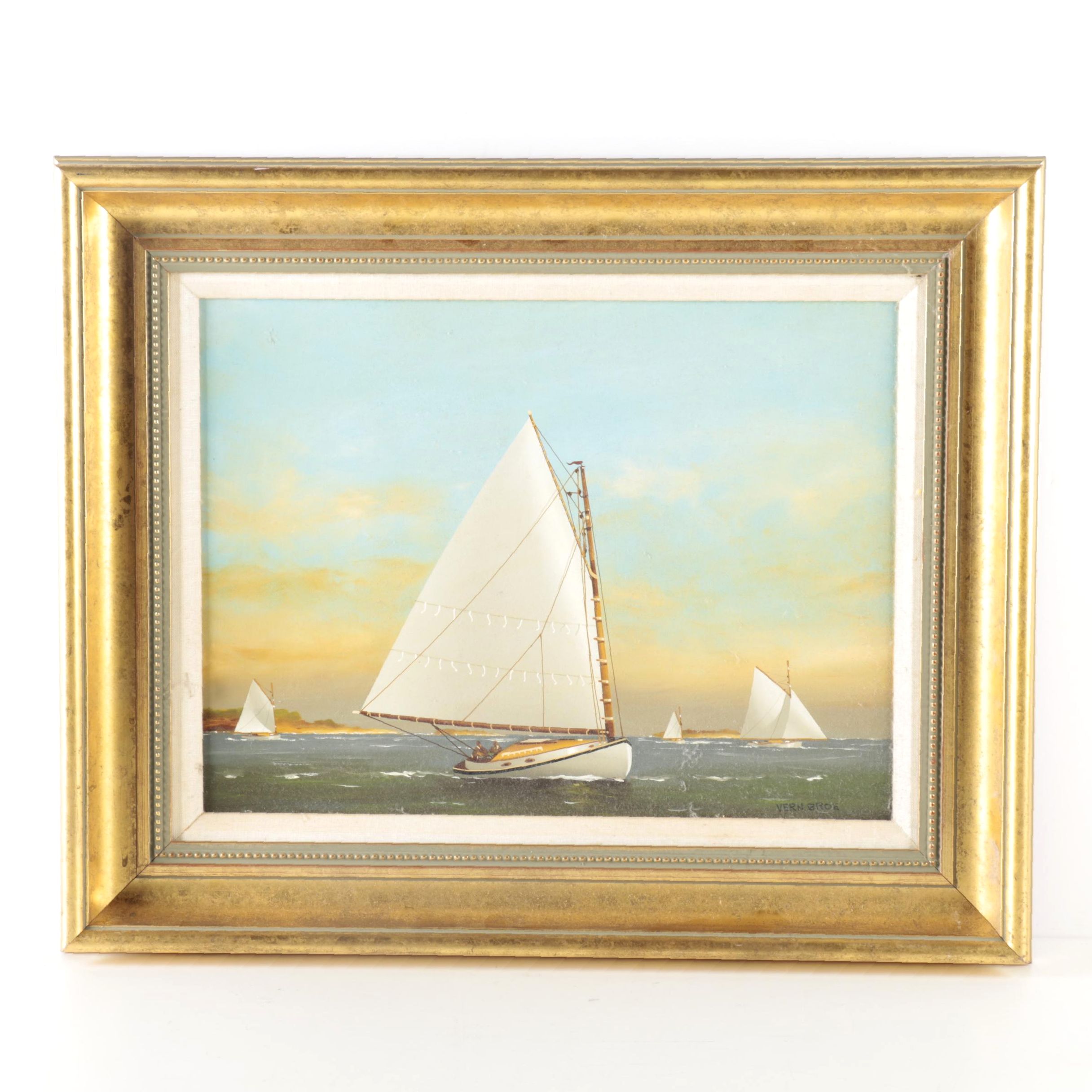 Vernon Broe Oil Painting on Canvas Board "Afternoon Sail" | EBTH
