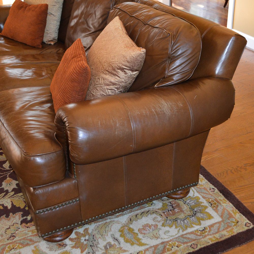 "Earnest Hemingway Collection" Brown Leather Sofa by Thomasville | EBTH