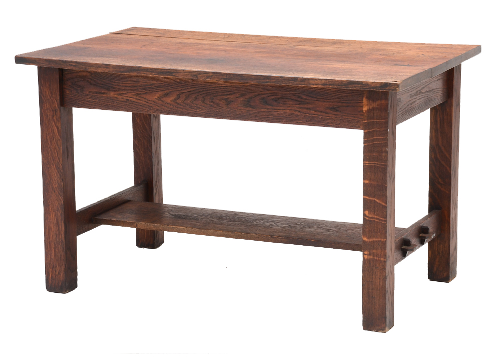 Antique Mission Style Oak Library Table | EBTH