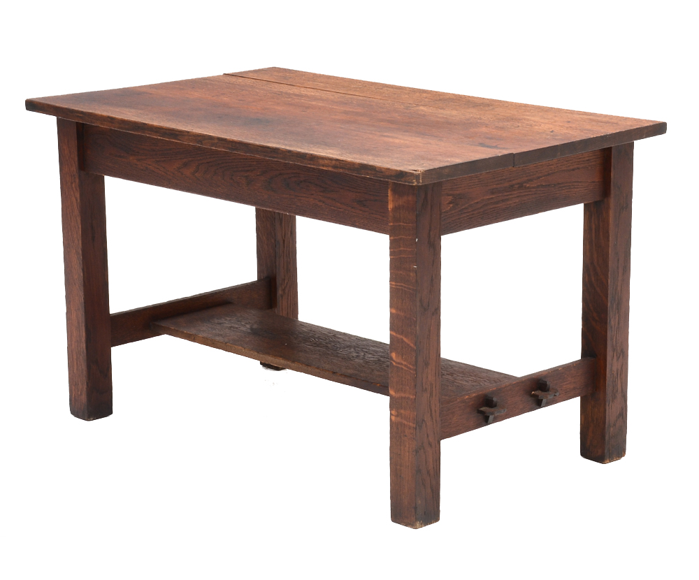 Antique Mission Style Oak Library Table | EBTH