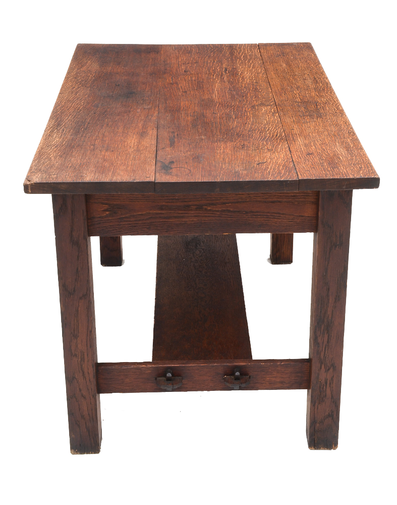 Antique Mission Style Oak Library Table | EBTH
