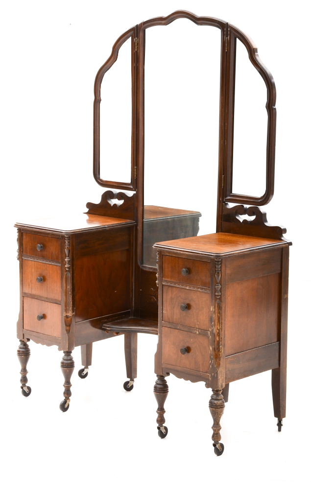 1920s Three-Mirror Walnut Vanity | EBTH