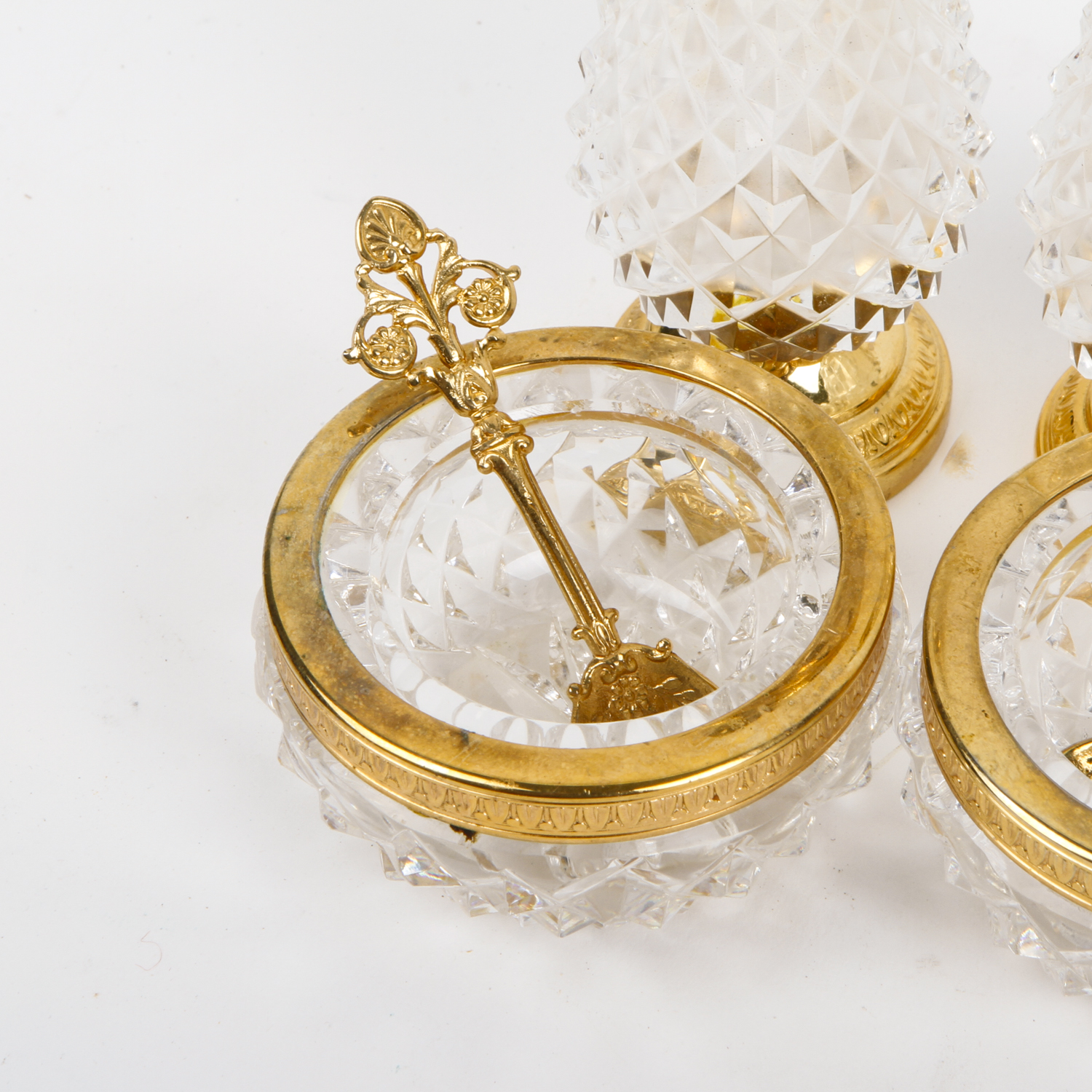 Glass and Gold Rimmed Salt and Pepper Holders | EBTH