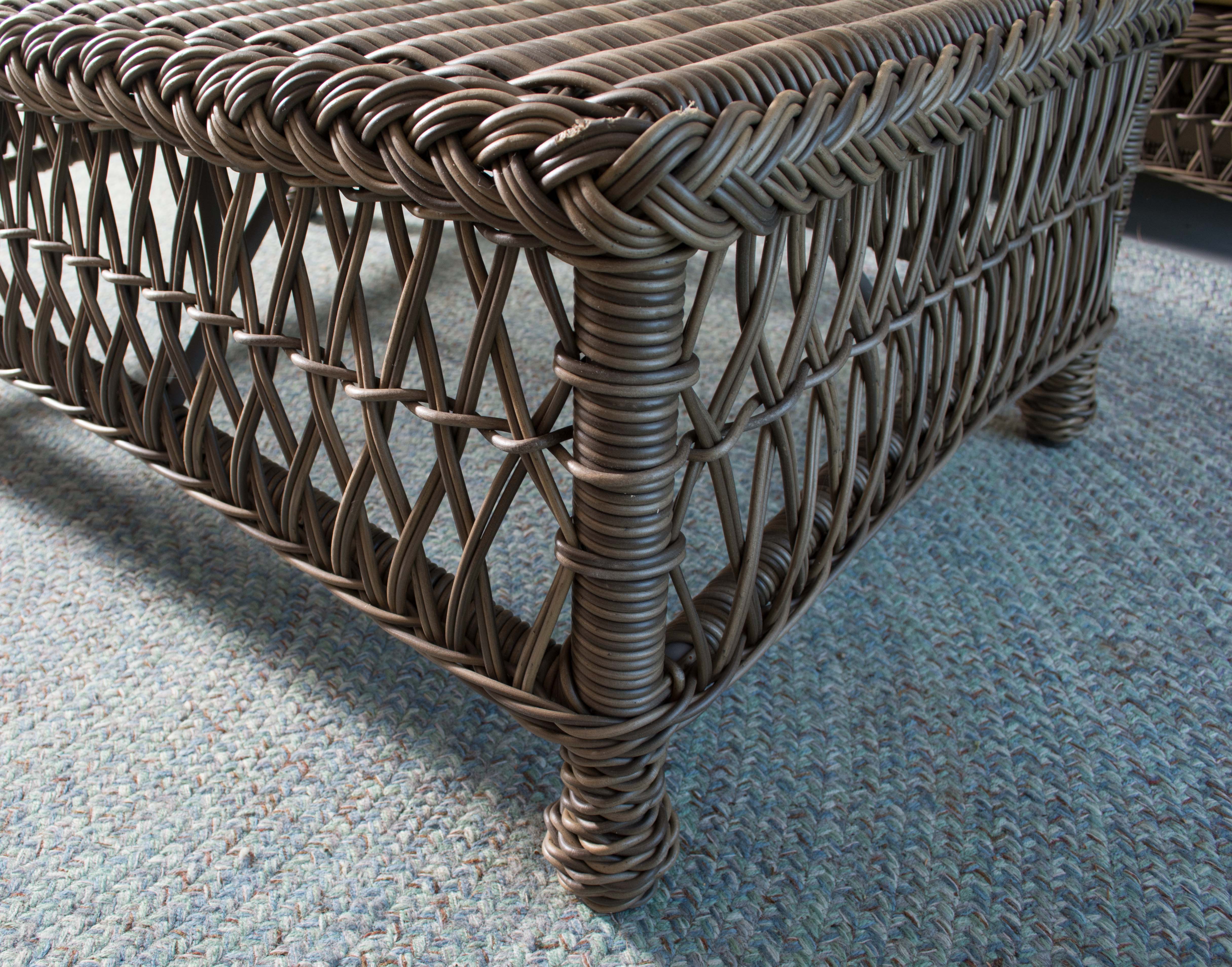 Frontgate Wicker Patio Sofa and Tables | EBTH