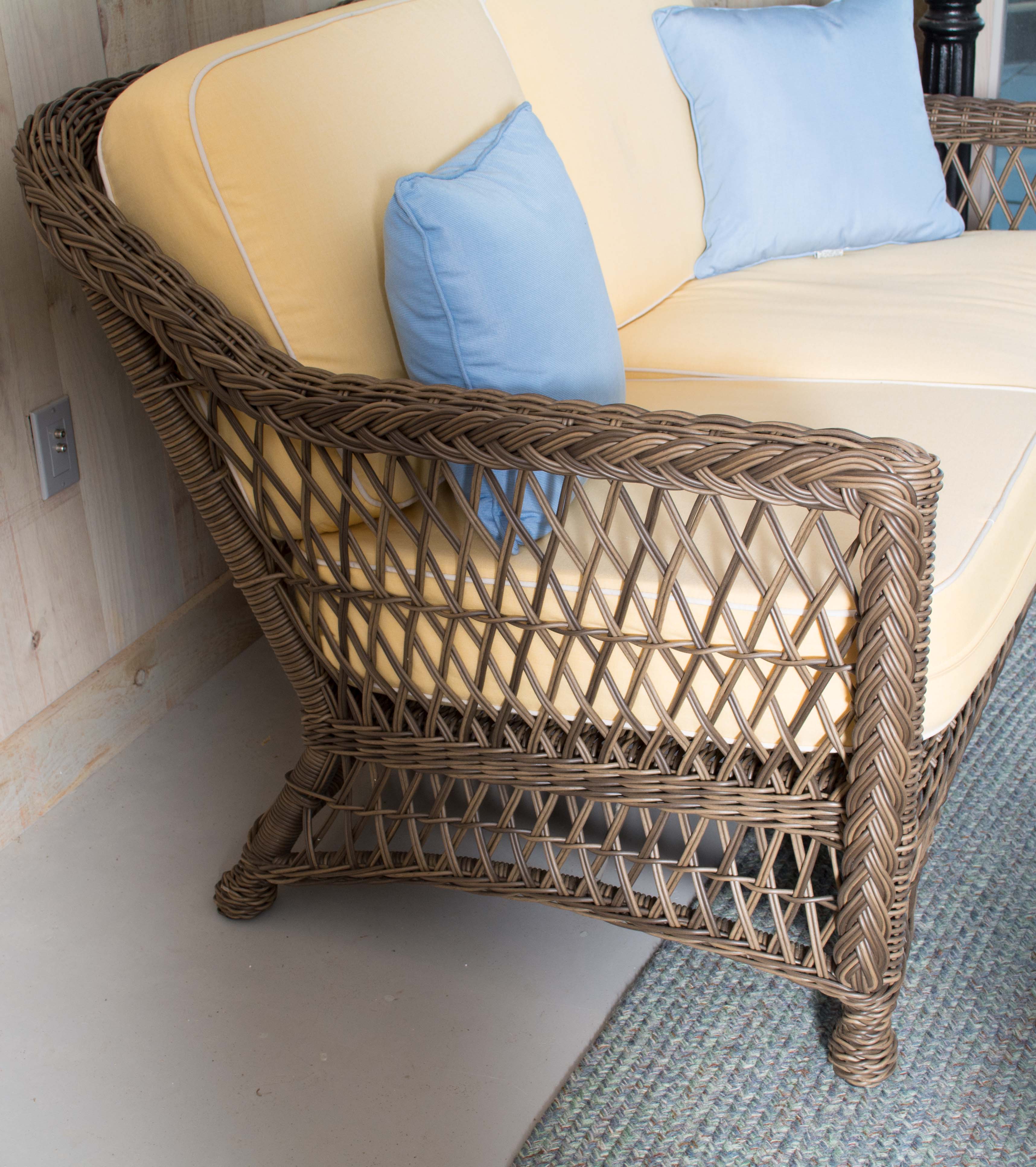 Frontgate Wicker Patio Sofa and Tables | EBTH