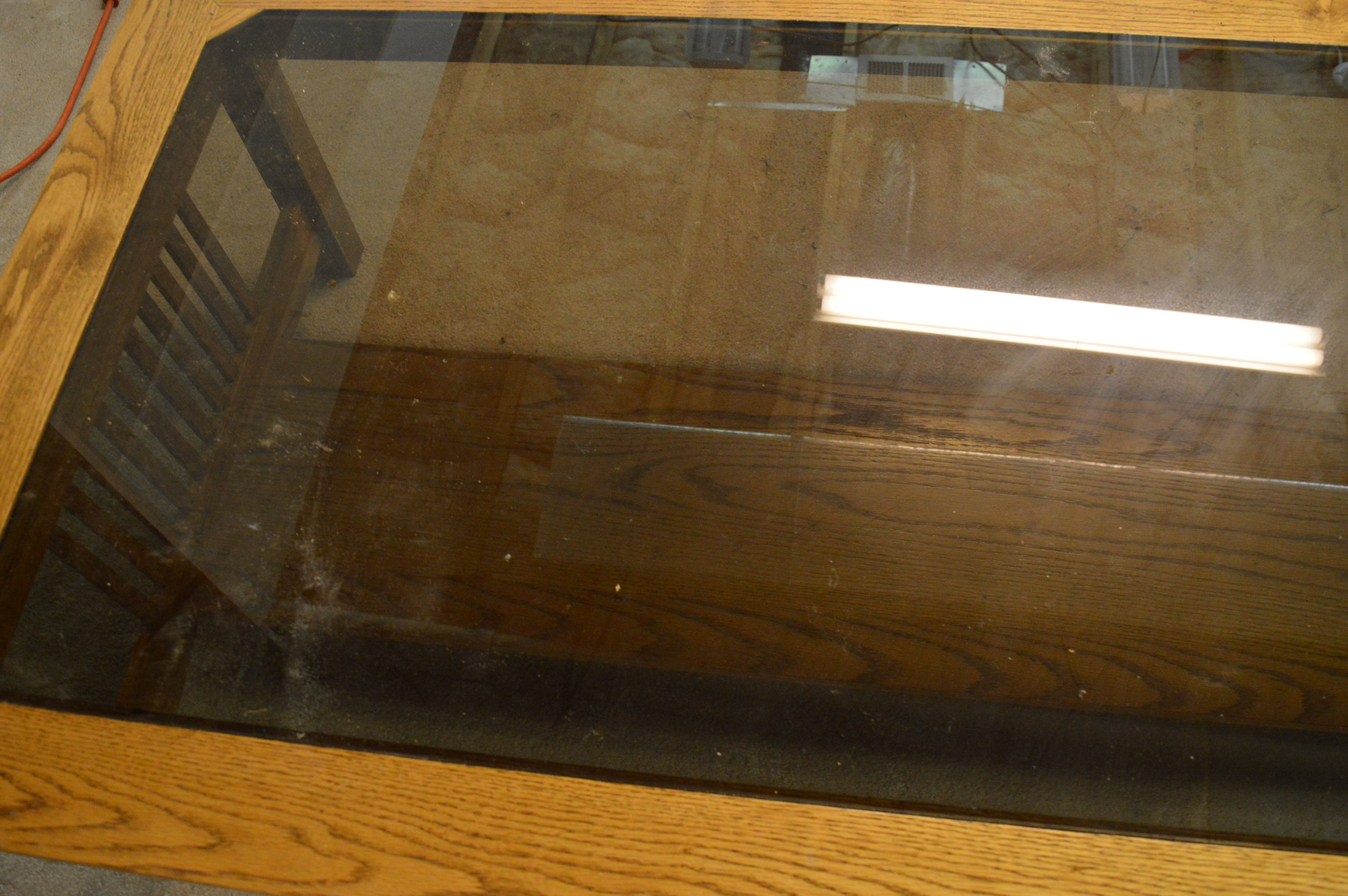 Mission Style Coffee Table with Glass Top | EBTH