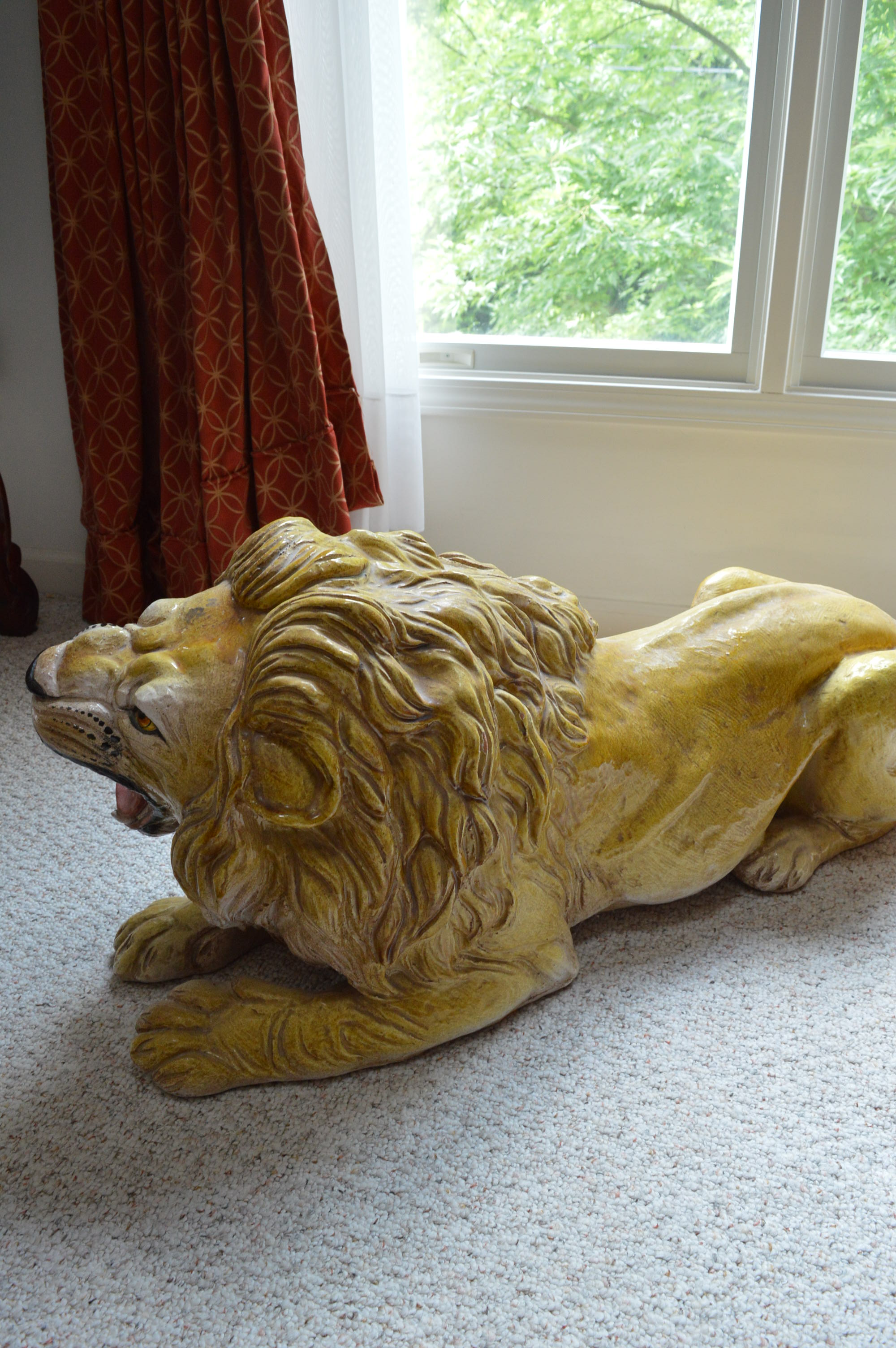 Large Ceramic Roaring Lion Sculpture | EBTH