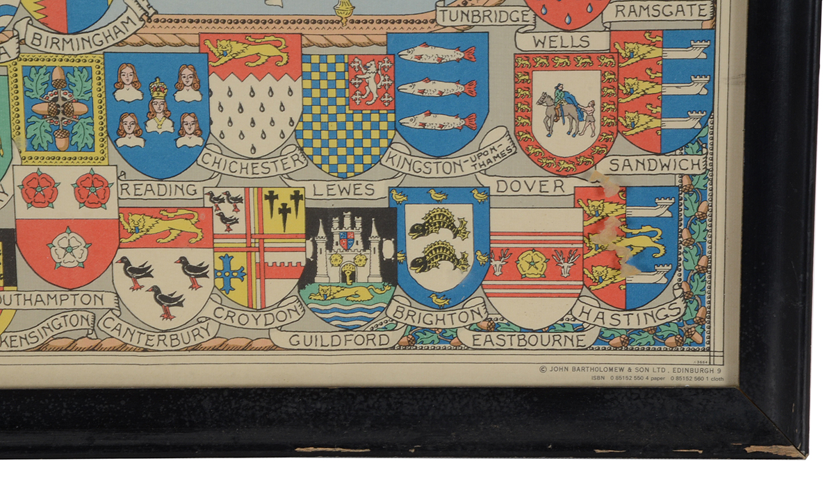 Vintage Color Lithographic Poster "Historical Map of England and Wales ...