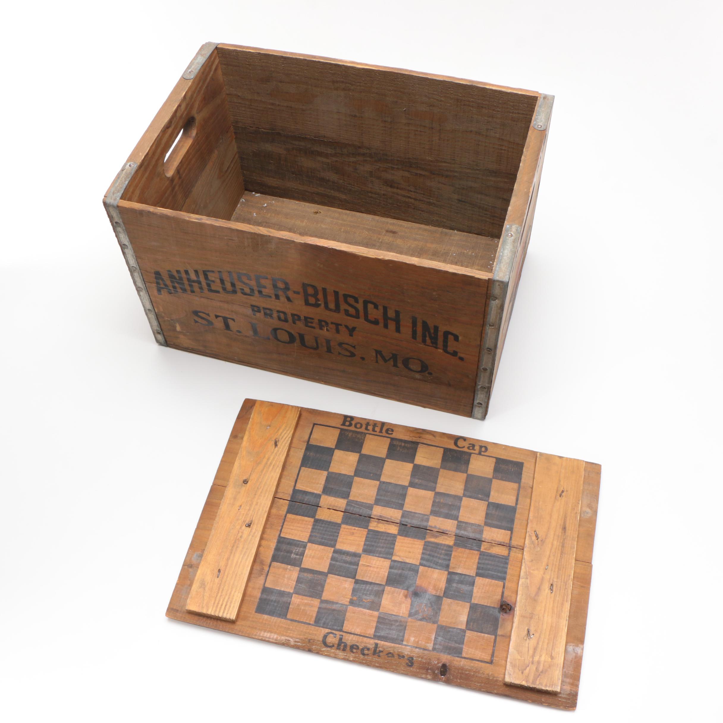 Wooden Budweiser Crate With Checkers Board Lid | EBTH