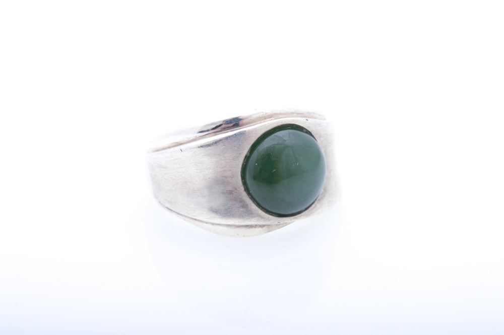 Sterling Silver Nephrite Jade Ring | EBTH
