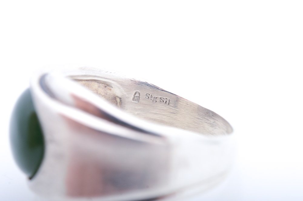 Sterling Silver Nephrite Jade Ring | EBTH