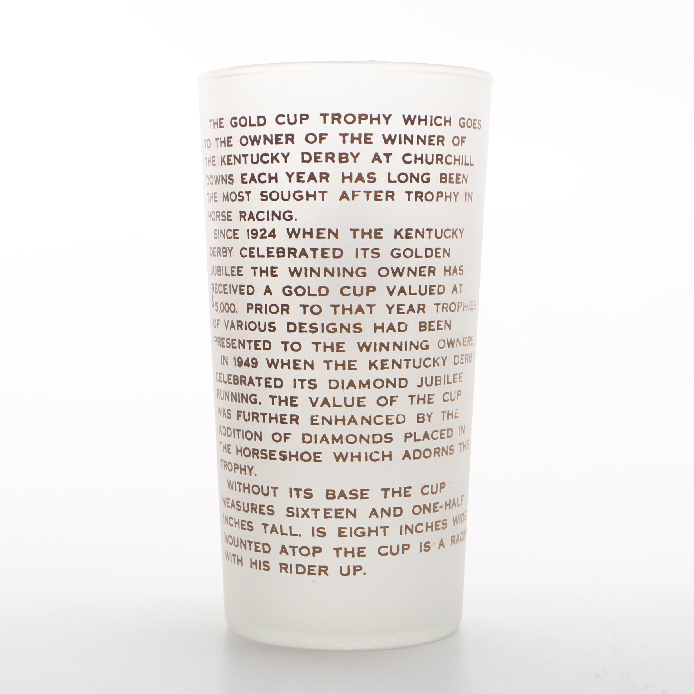 1952 Commemorative Kentucky Derby Gold Cup Glass | EBTH