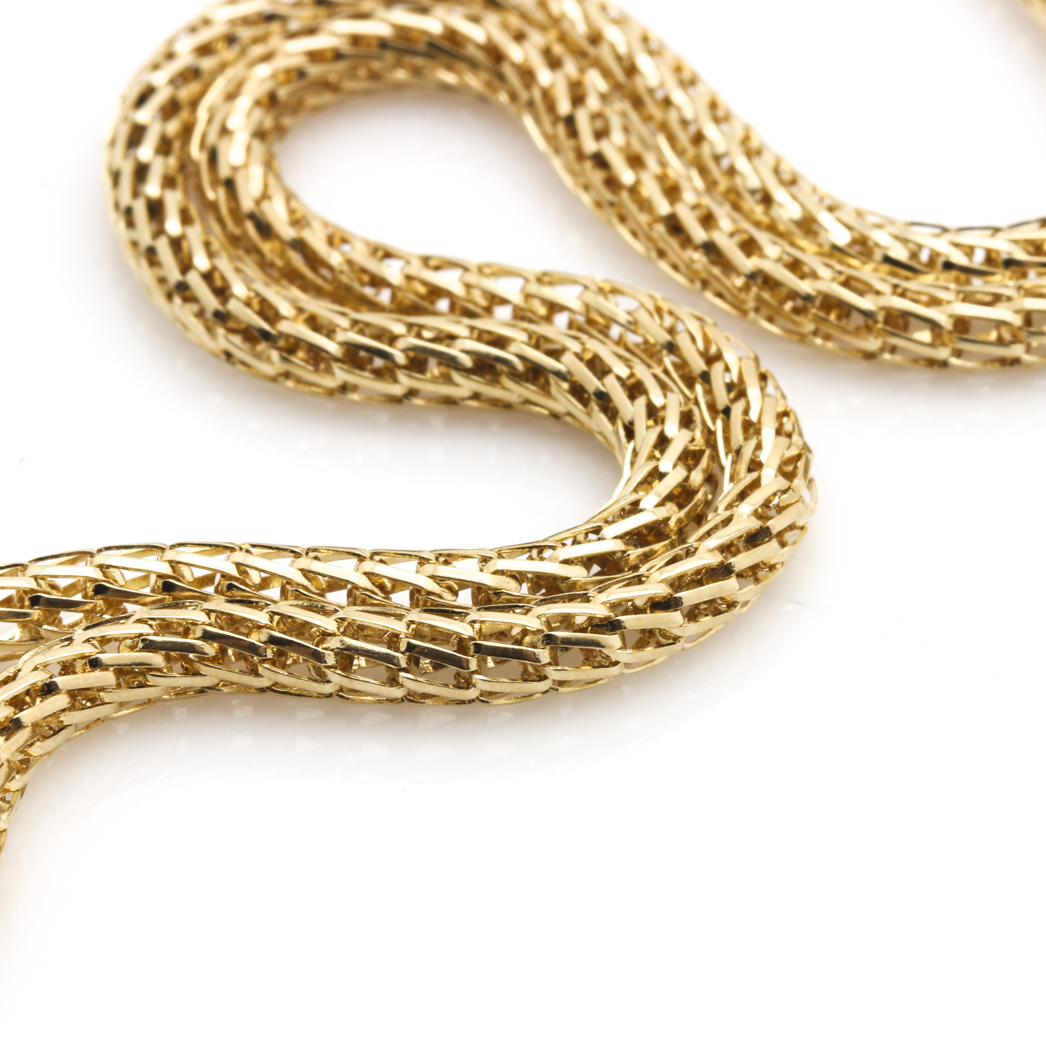 14K Yellow Gold Fancy Round Wheat Chain Necklace | EBTH